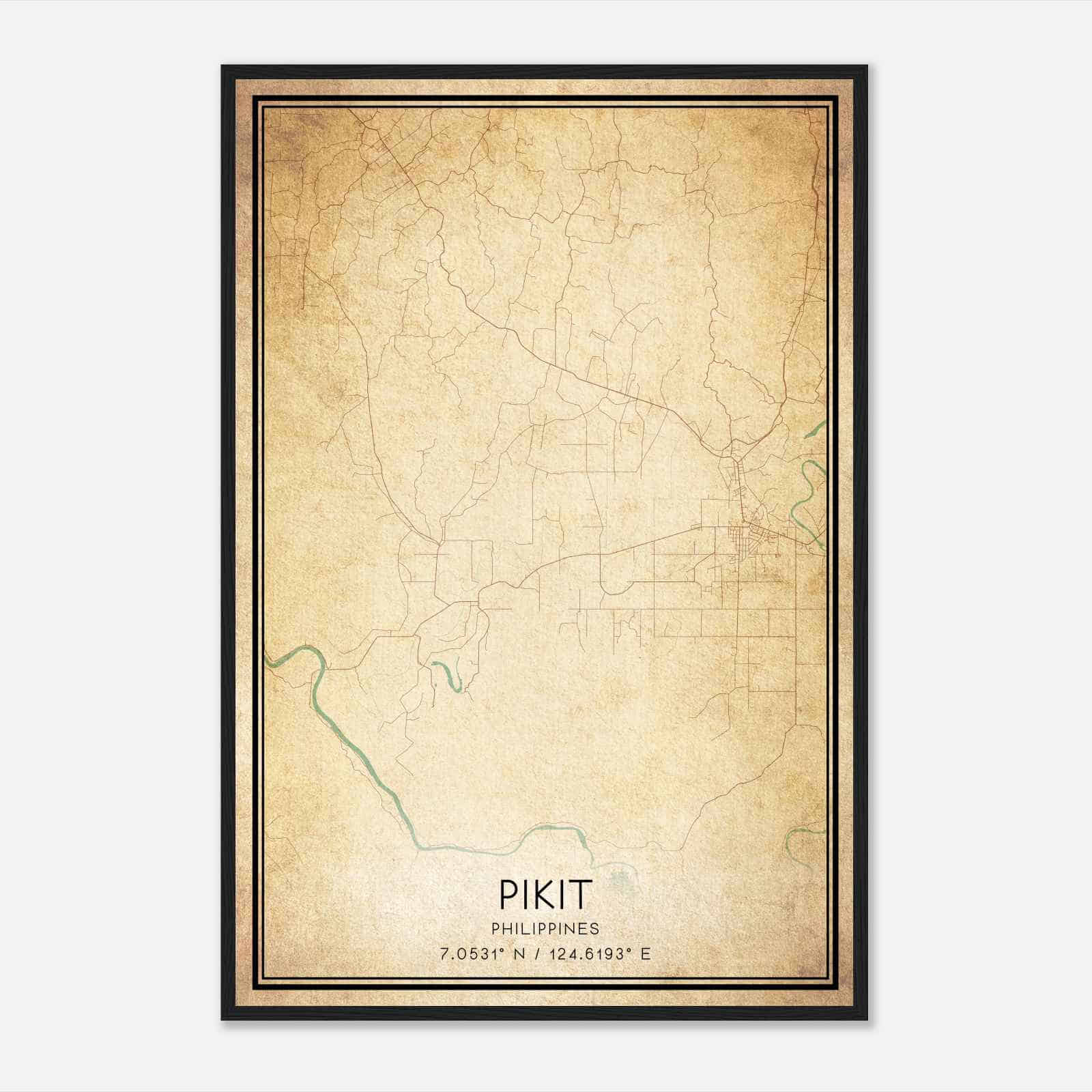 Vintage Pikit Philippines Map Poster, Pikit City Road Wall Art Print ...
