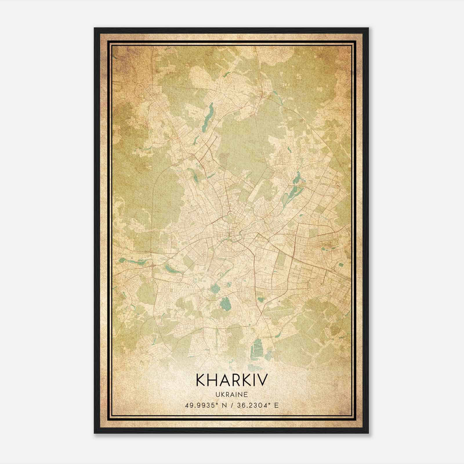 Vintage Kharkiv Ukraine Map Poster, Kharkiv City Road Wall Art Print ...