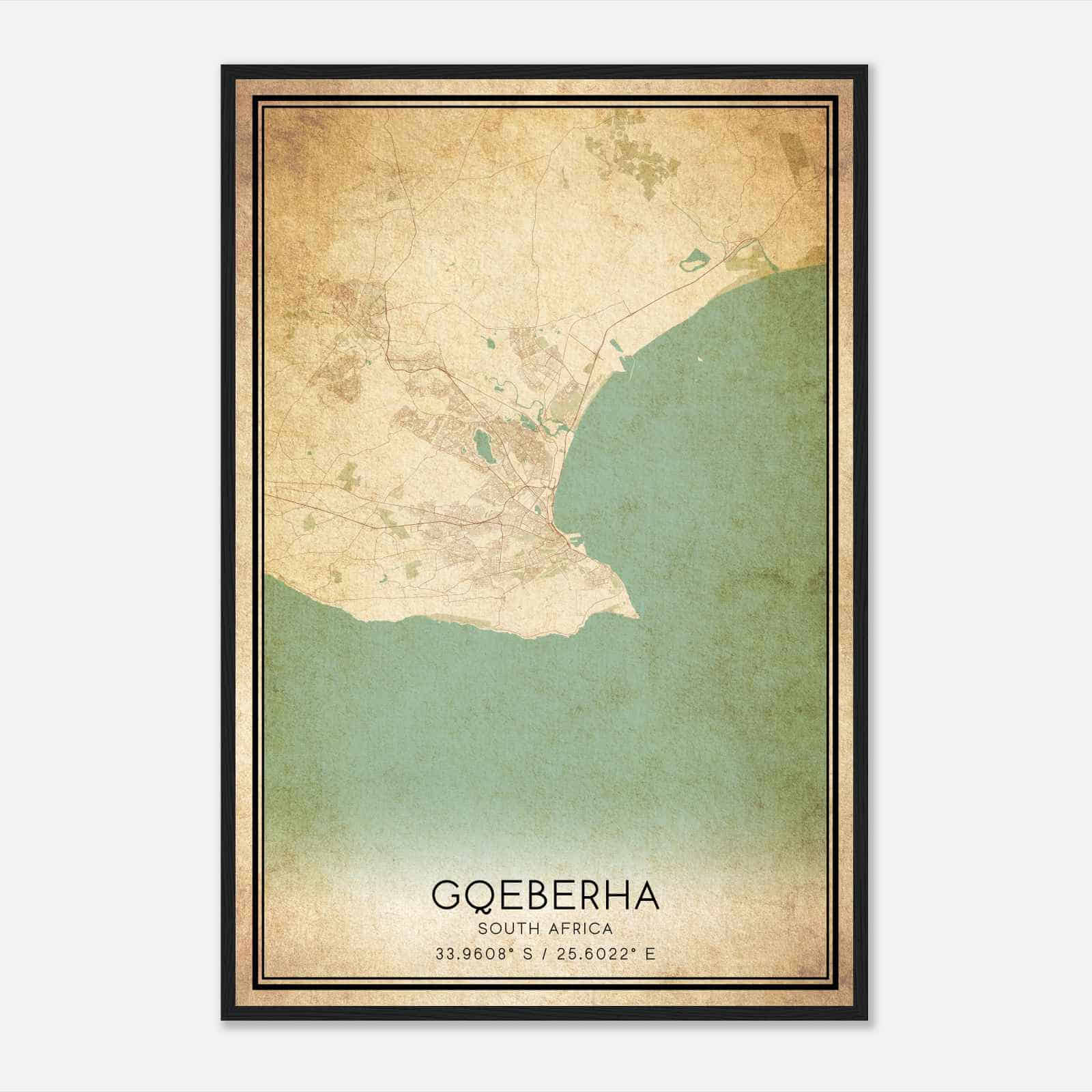 Vintage Gqeberha South Africa Map Poster, Gqeberha City Road Wall Art ...