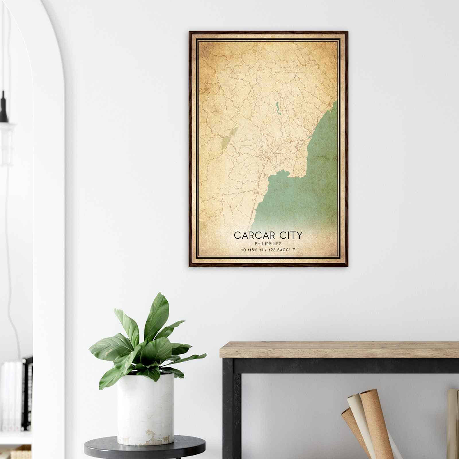 Vintage Carcar City Philippines Map Poster, Carcar City City Road Wall ...