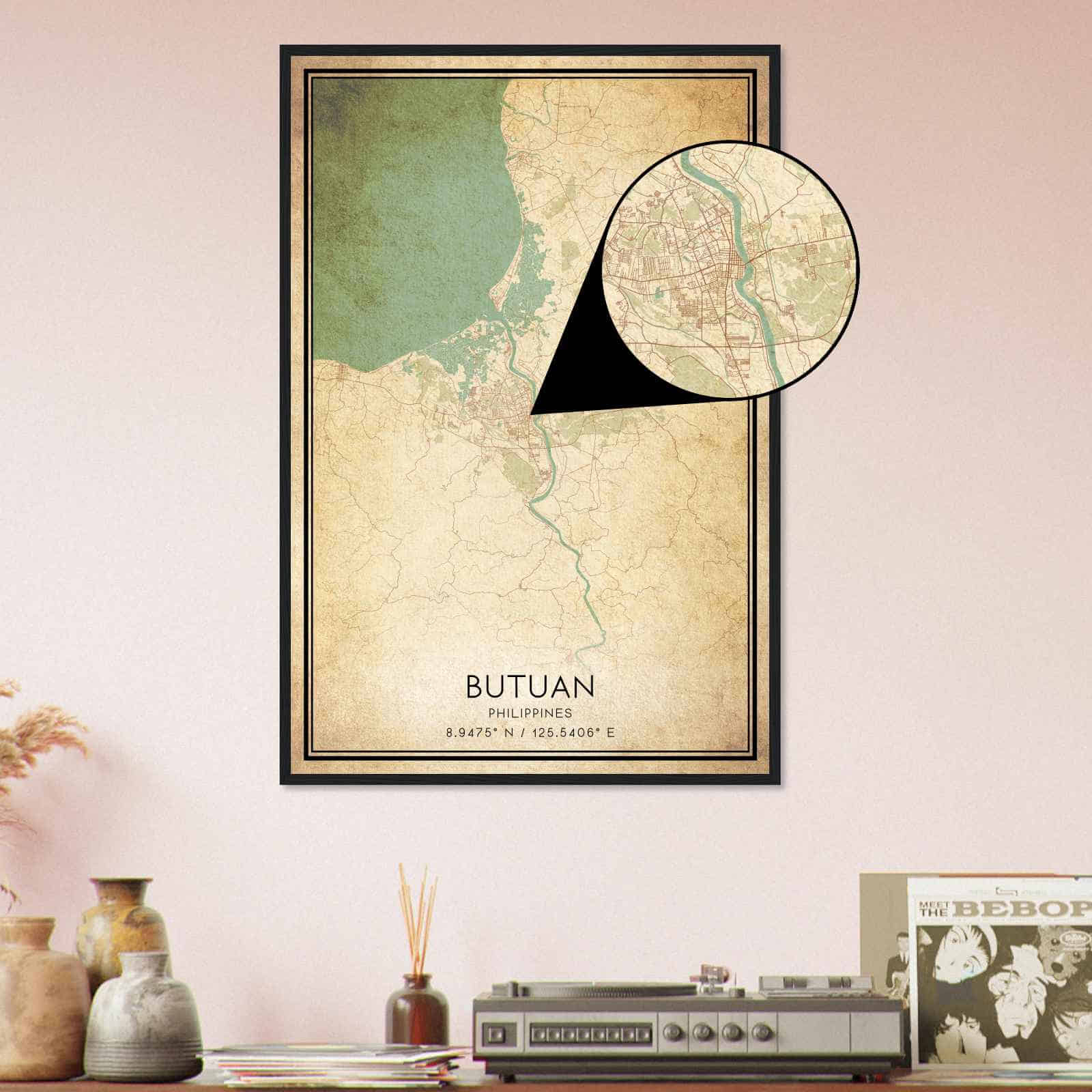 Vintage Butuan Philippines Map Poster, Butuan City Road Wall Art Print ...