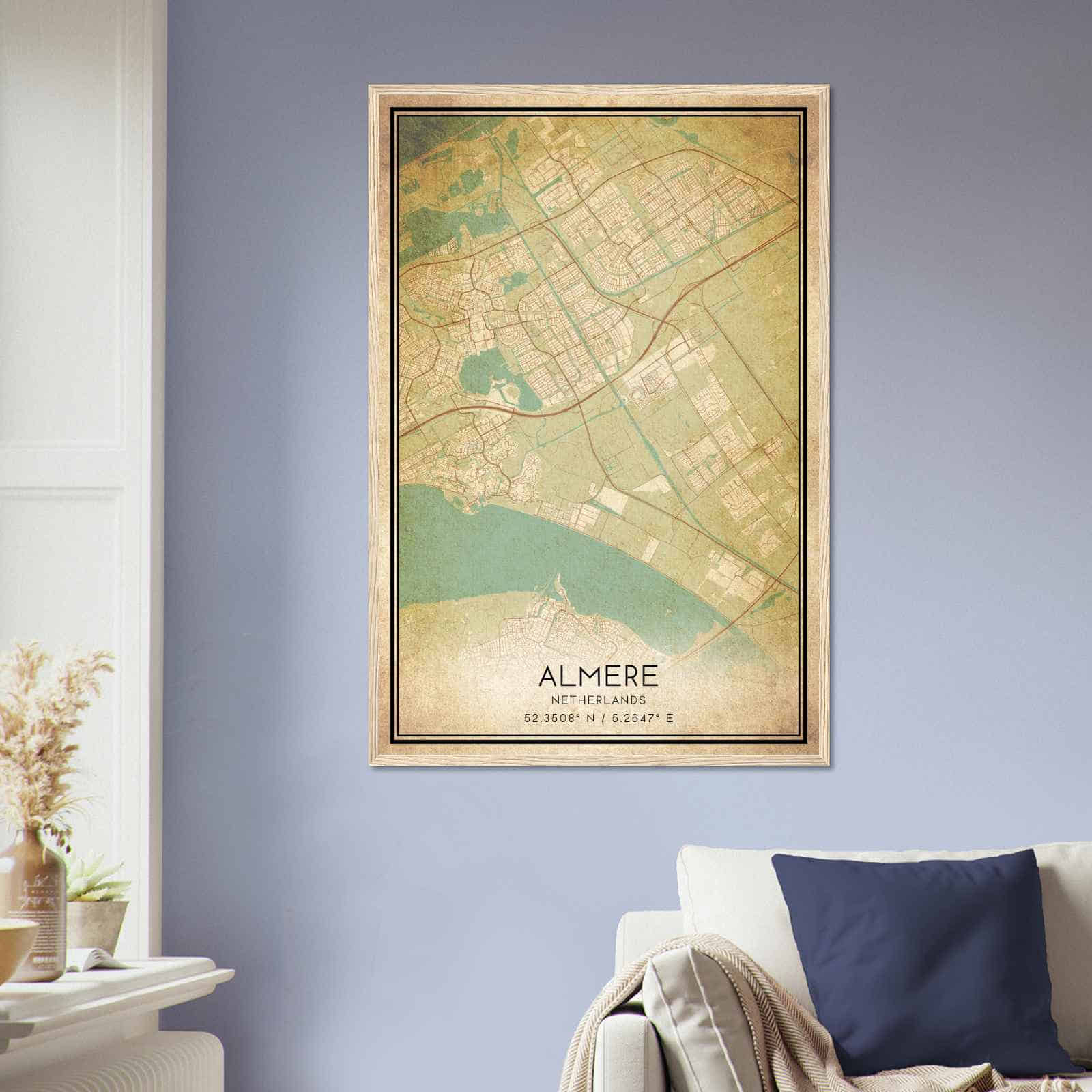 Vintage Almere Netherlands Map Poster, Almere City Road Wall Art Print ...