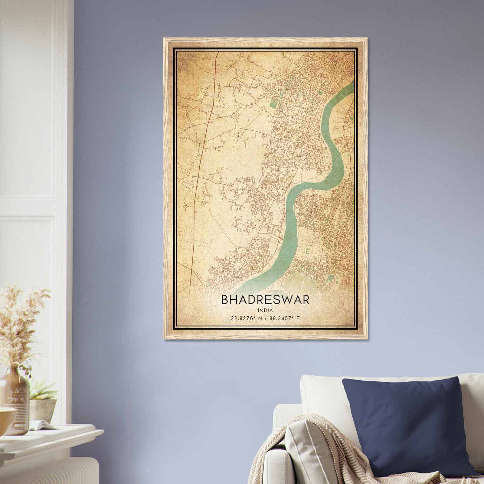 Vintage Bhadreswar India Map Poster, Bhadreswar City Road Wall Art ...