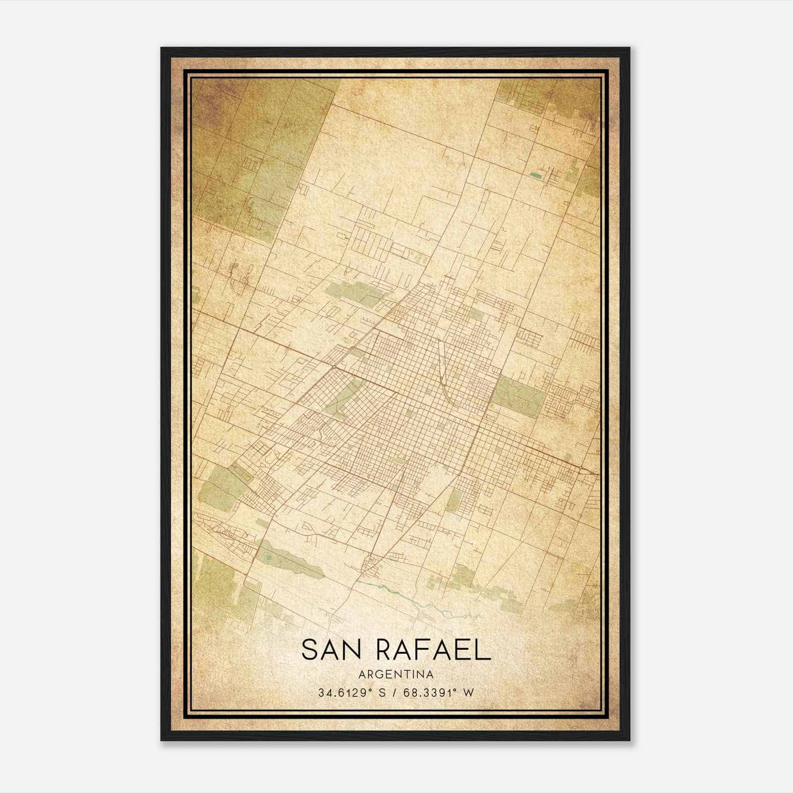 Vintage San Rafael Argentina Map Poster, San Rafael City Road Wall Art ...