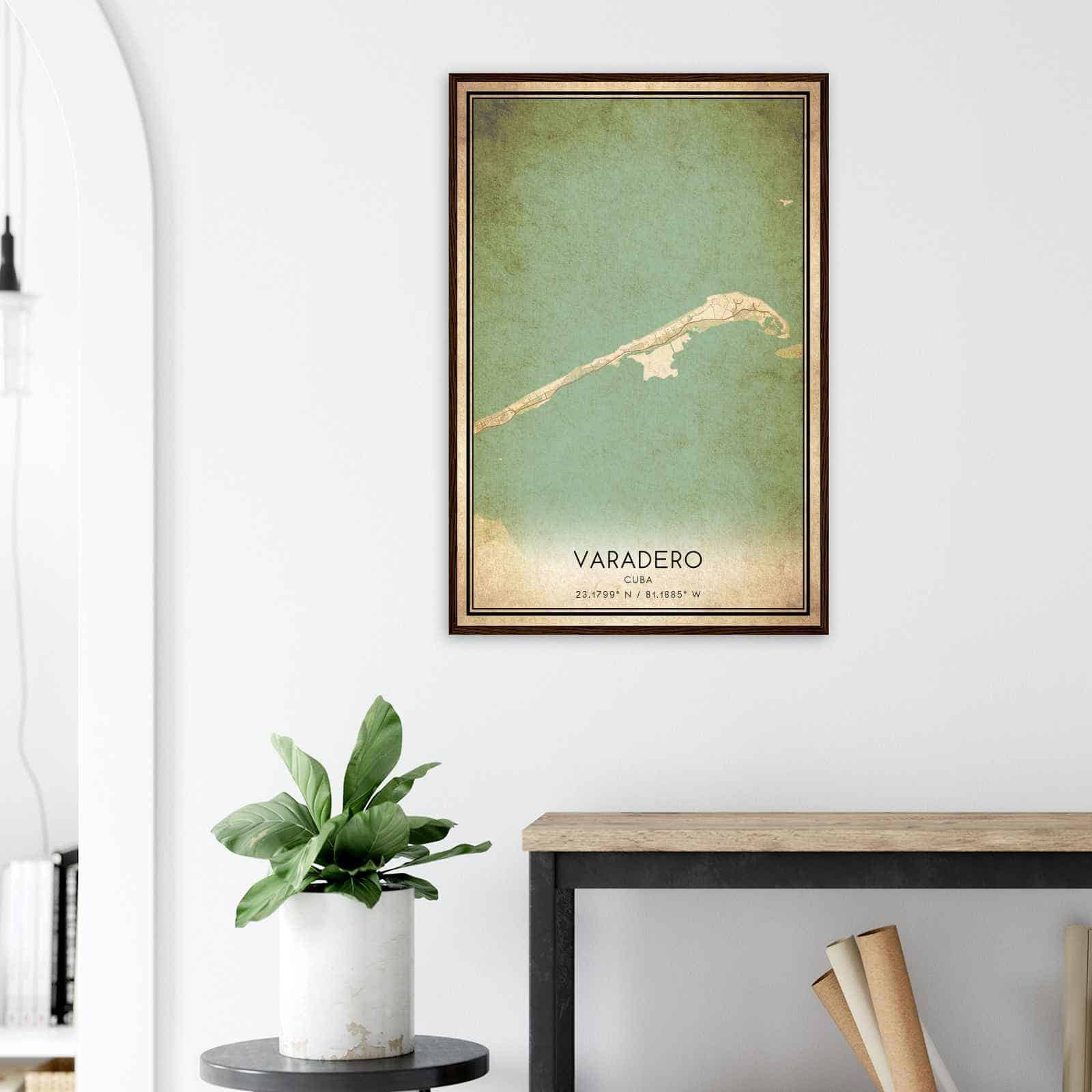 Vintage Varadero Cuba Map Poster, Varadero City Road Wall Art Print ...