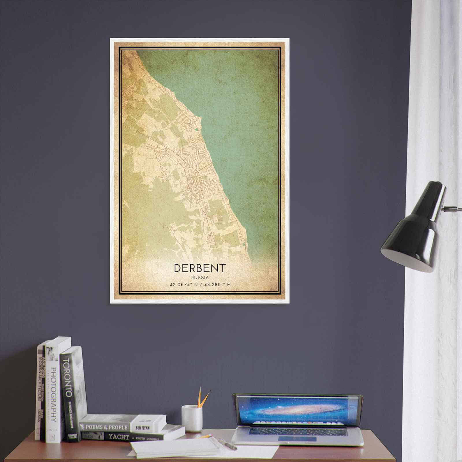 Vintage Derbent Russia Map Poster, Derbent City Road Wall Art Print ...