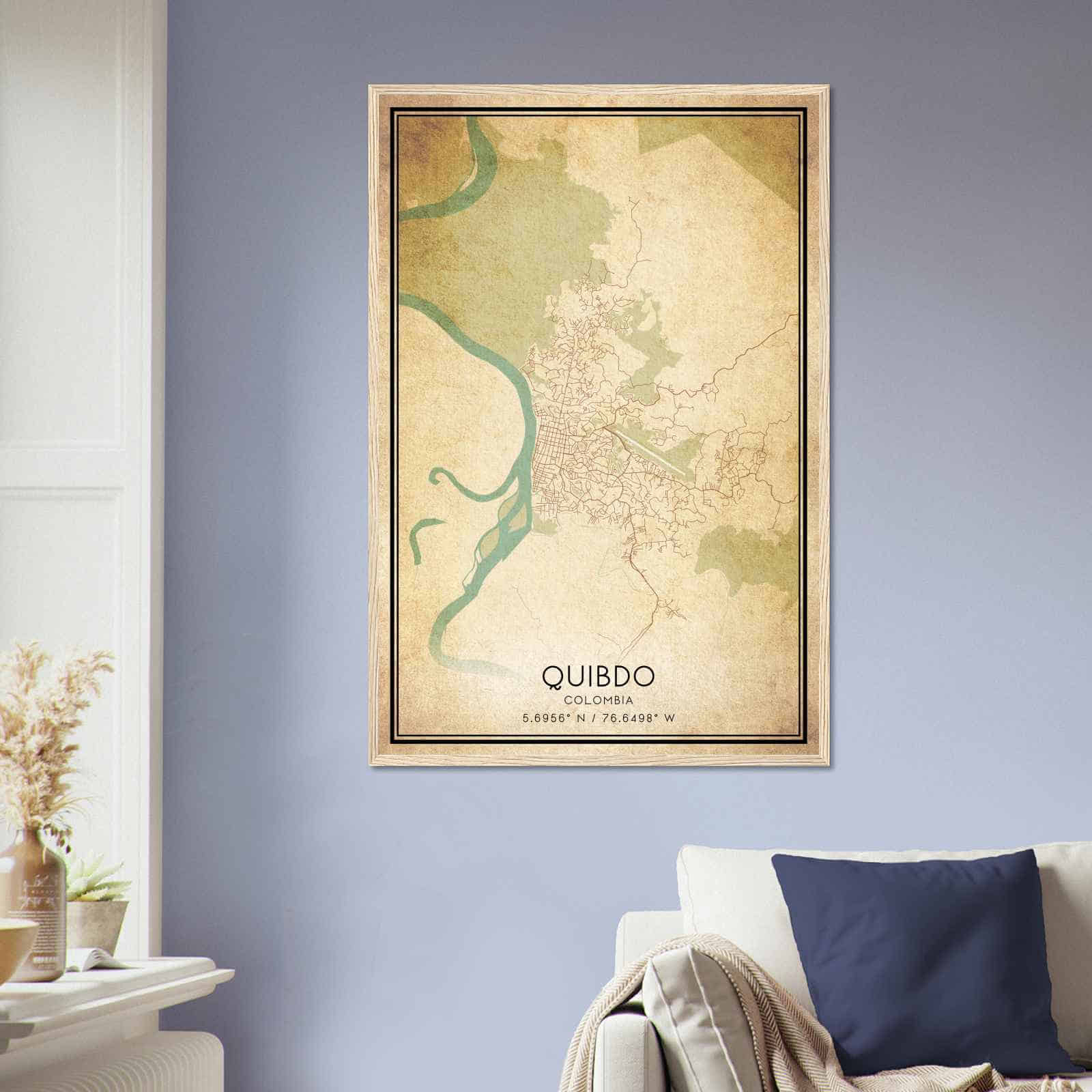 Vintage Quibdo Colombia Map Poster, Quibdo City Road Wall Art Print ...