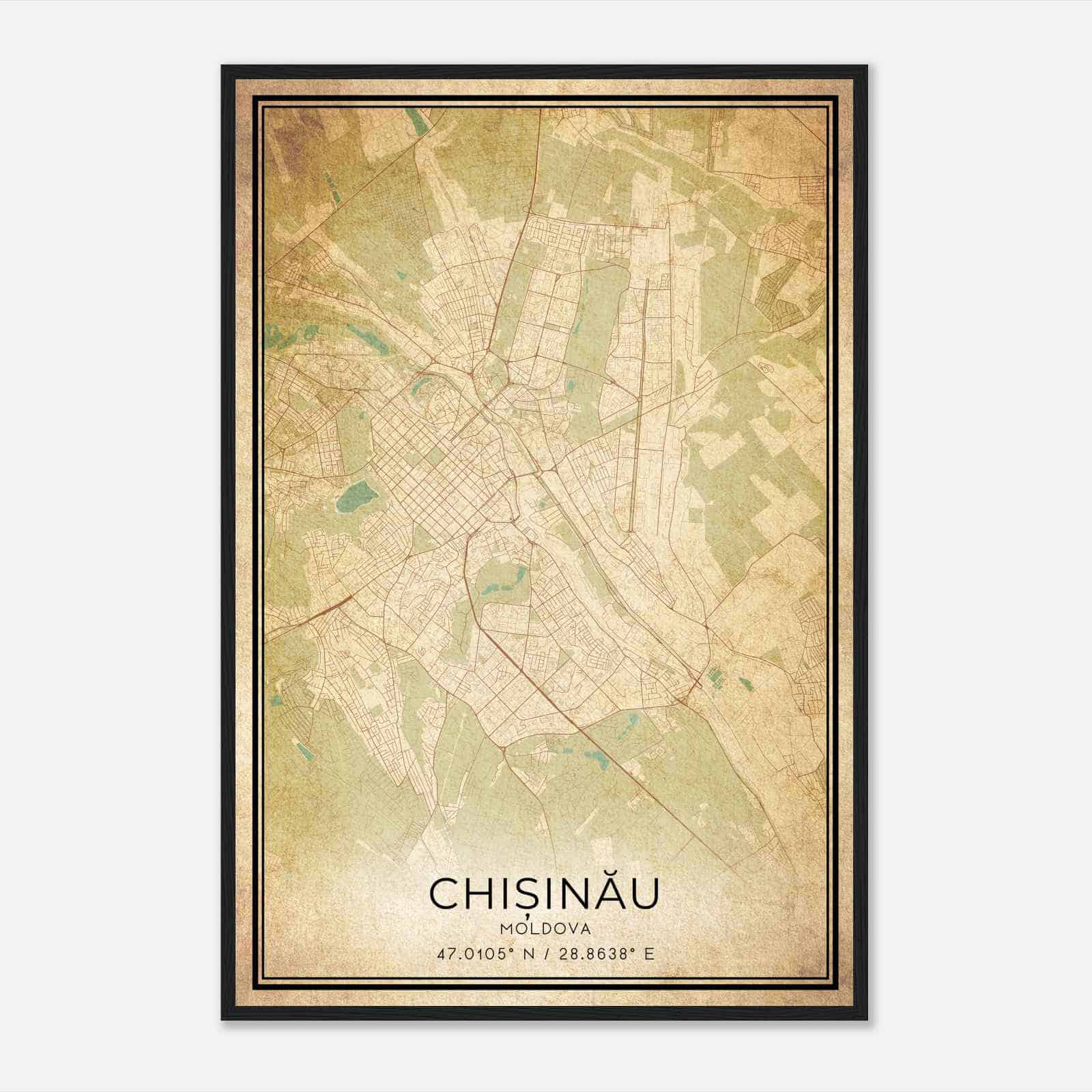 Vintage Chisinau Moldova Map Poster, Chisinau City Road Wall Art Print ...