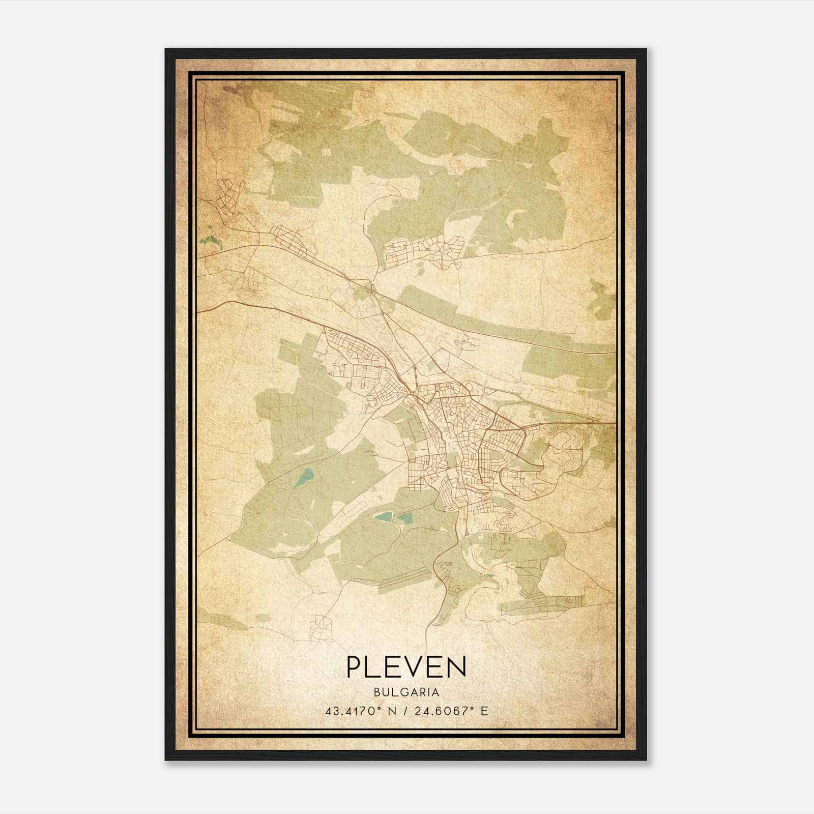 Vintage Pleven Bulgaria Map Poster, Pleven City Road Wall Art Print ...