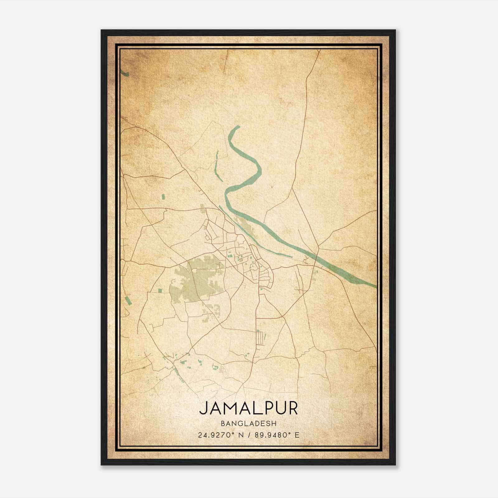 Vintage Jamalpur Bangladesh Map Poster, Jamalpur City Road Wall Art ...