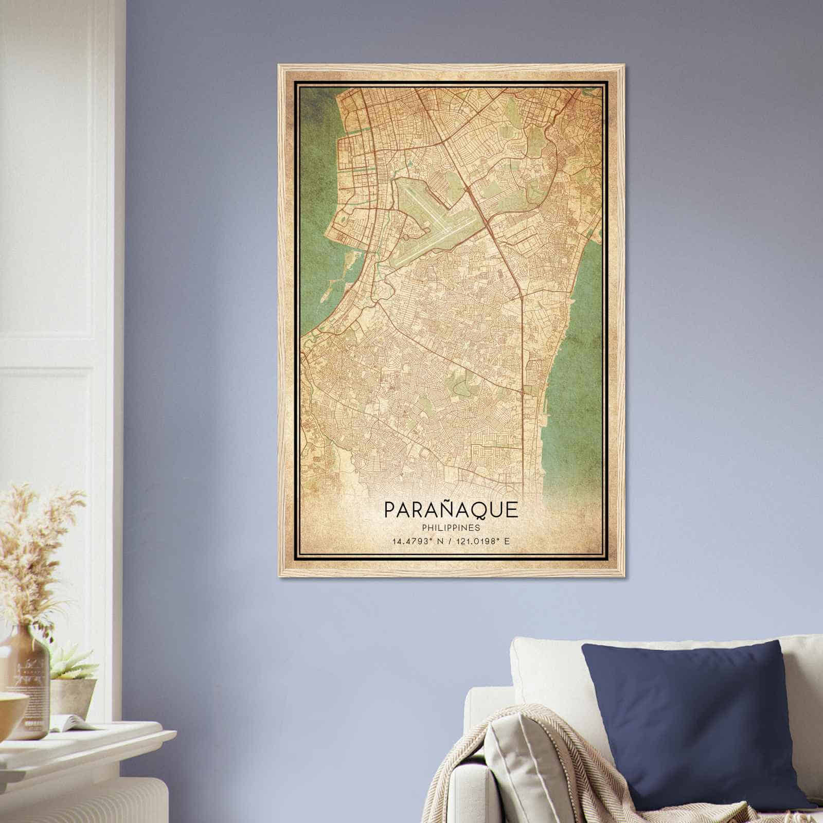 Vintage Paranaque Philippines Map Poster, Paranaque City Road Wall Art ...