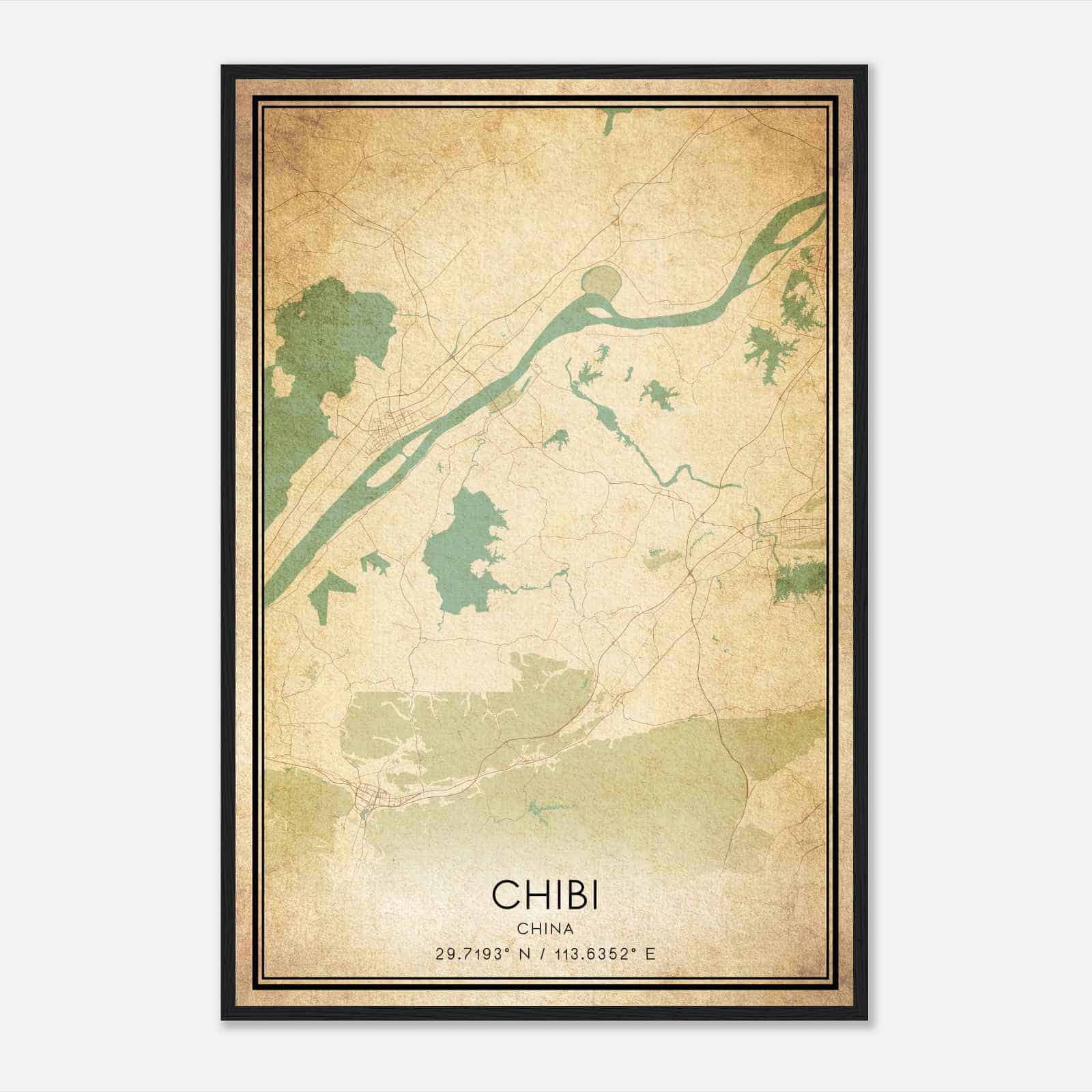 Vintage Chibi China Map Poster, Chibi City Road Wall Art Print - Custom ...