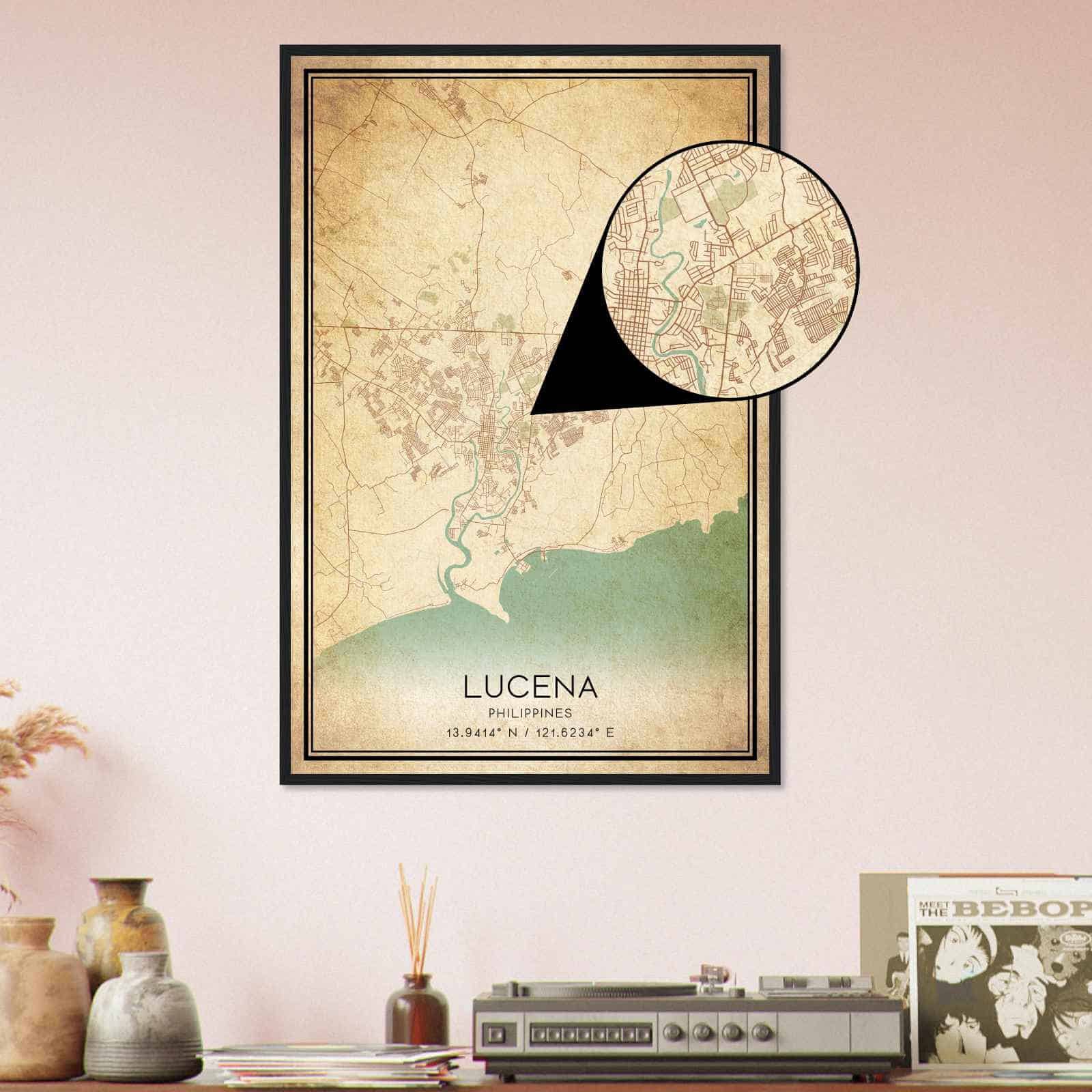 Vintage Lucena Philippines Map Poster, Lucena City Road Wall Art Print ...