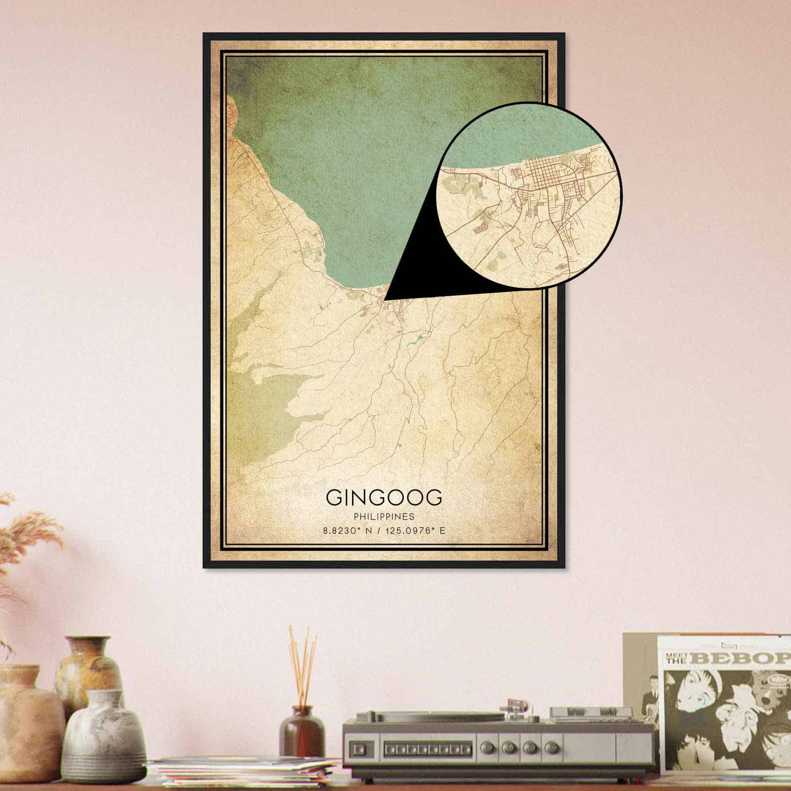 Vintage Gingoog Philippines Map Poster, Gingoog City Road Wall Art ...