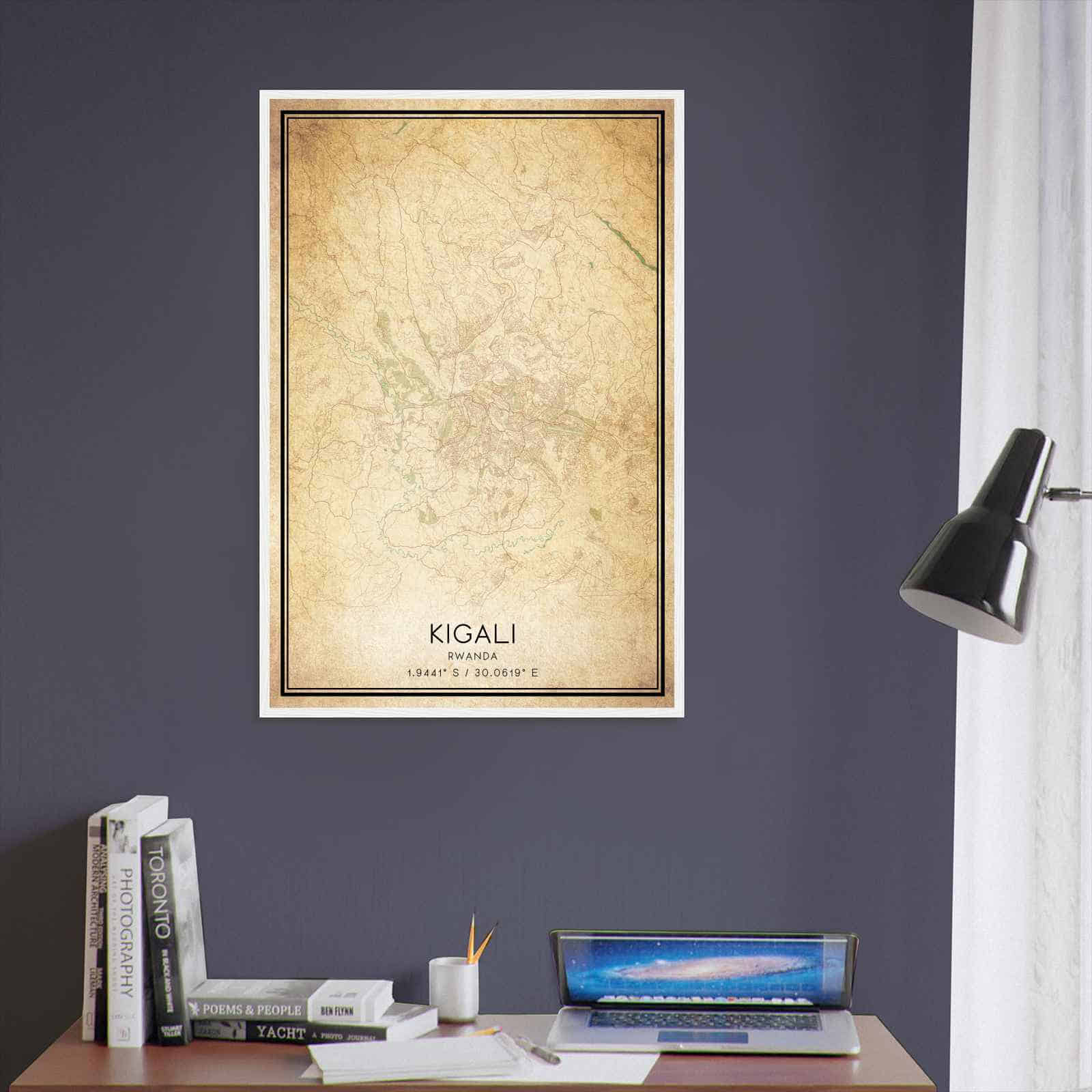 Vintage Kigali Rwanda Map Poster, Kigali City Road Wall Art Print ...