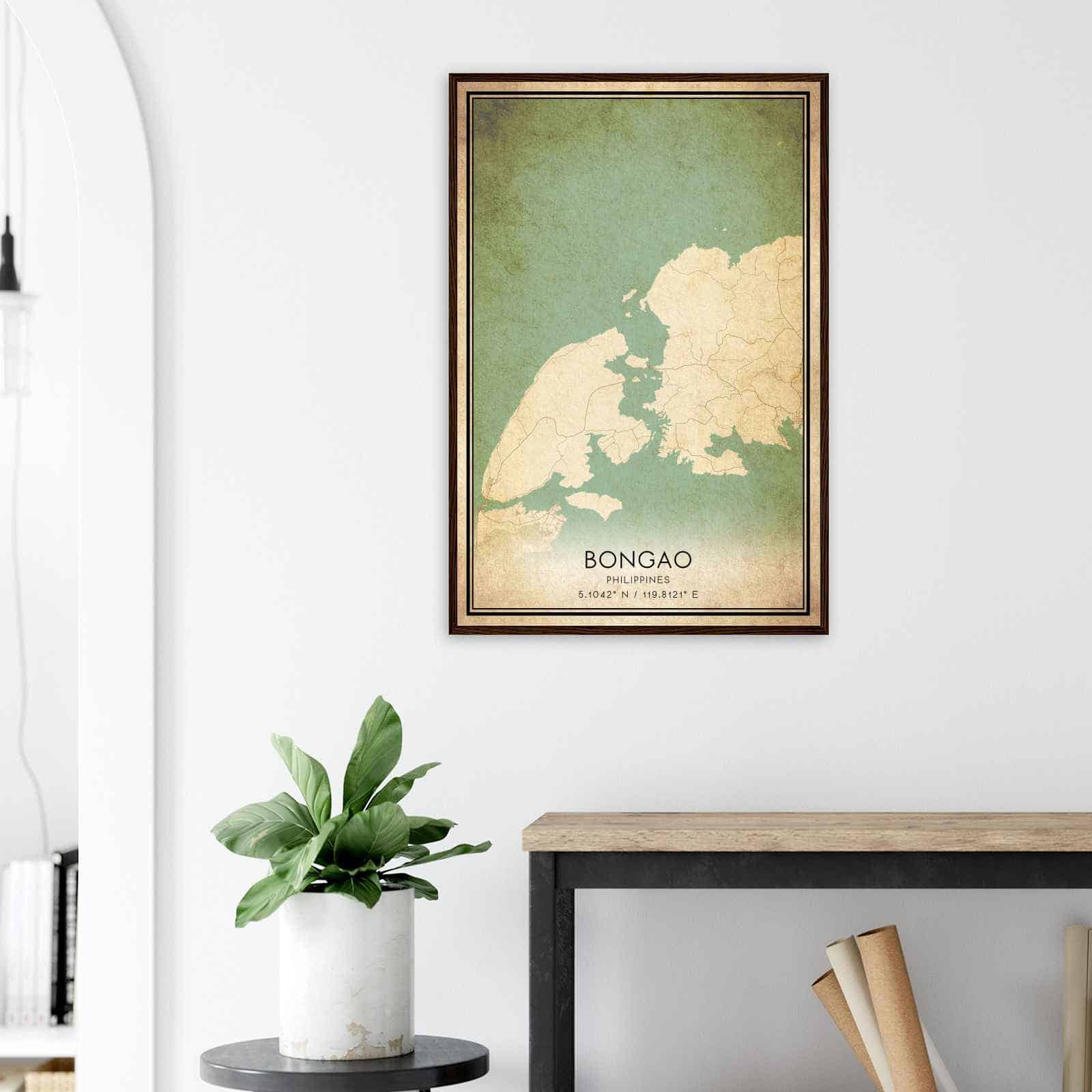 Vintage Bongao Philippines Map Poster, Bongao City Road Wall Art Print ...
