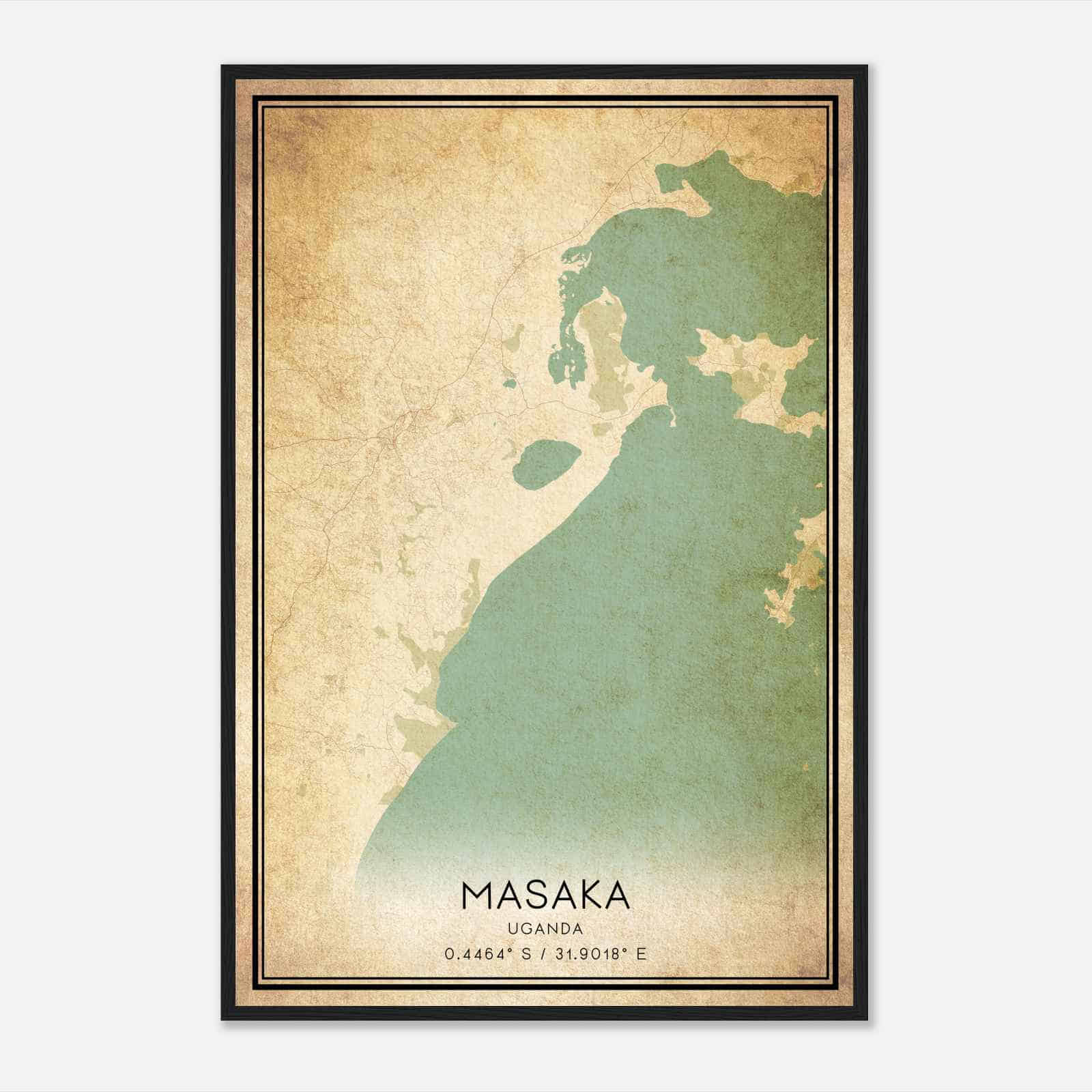 Vintage Masaka Uganda Map Poster, Masaka City Road Wall Art Print ...