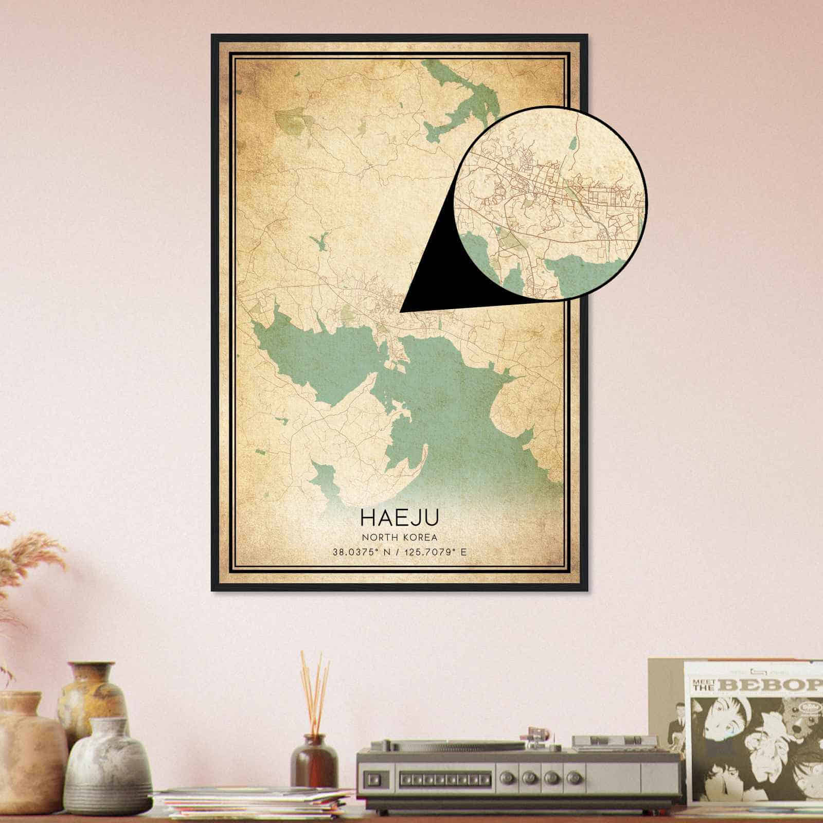 Vintage Haeju North Korea Map Poster, Haeju City Road Wall Art Print ...