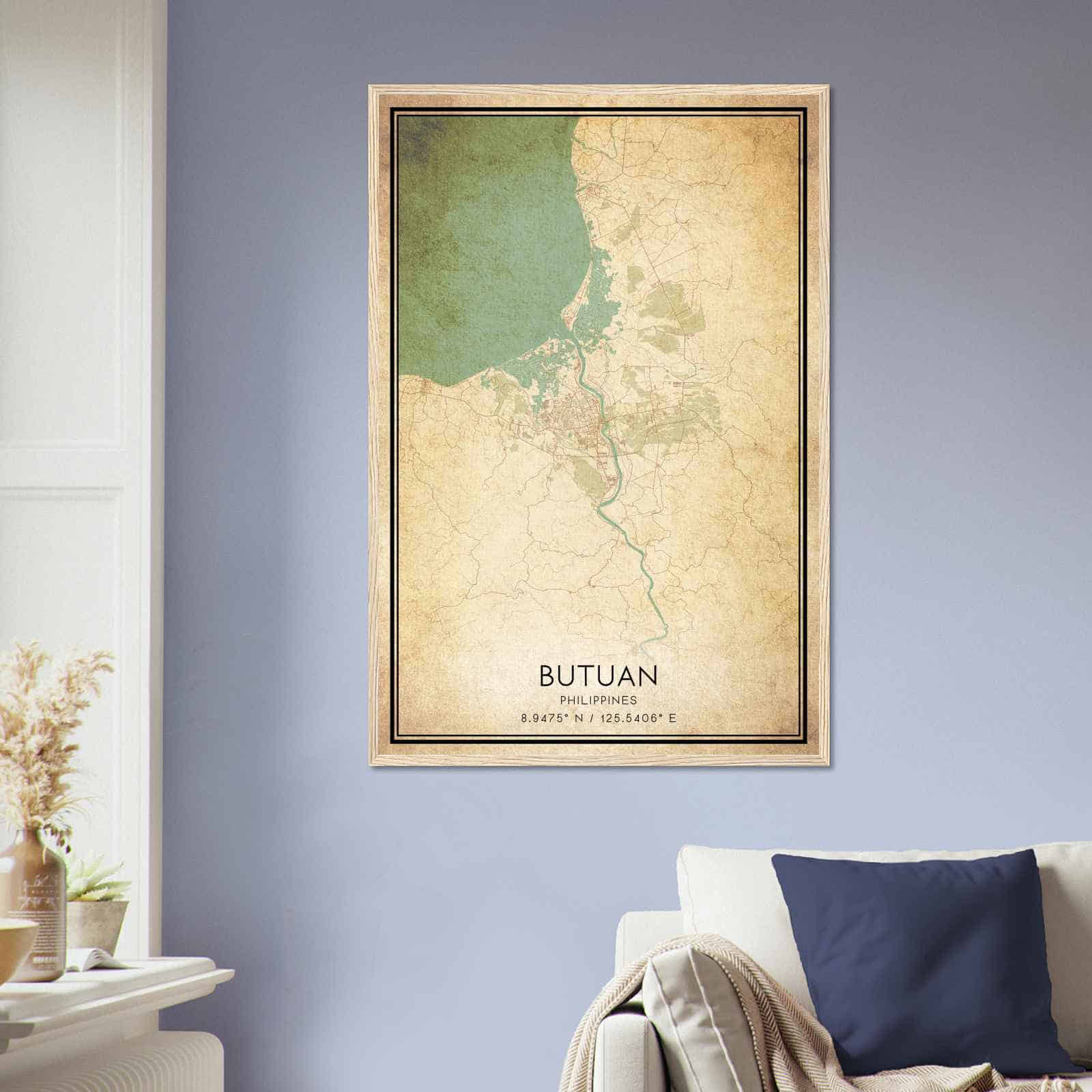 Vintage Butuan Philippines Map Poster, Butuan City Road Wall Art Print ...