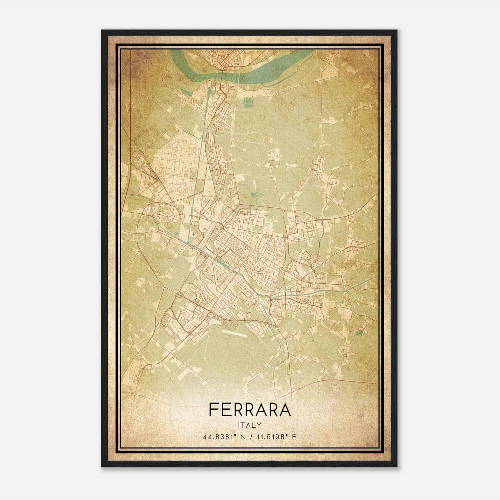 Vintage Ferrara Italy Map Poster, Ferrara City Road Wall Art Print ...