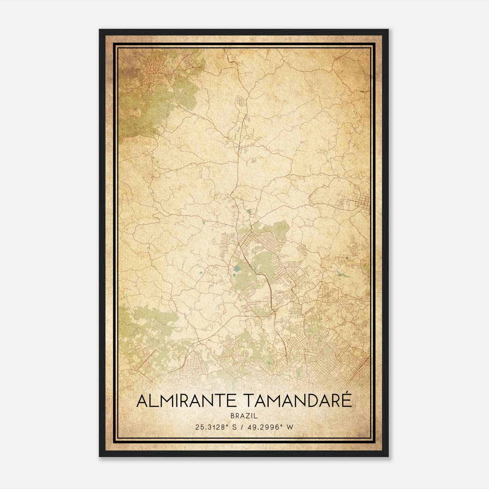 Vintage Almirante Tamandare Brazil Map Poster, Almirante Tamandare City ...