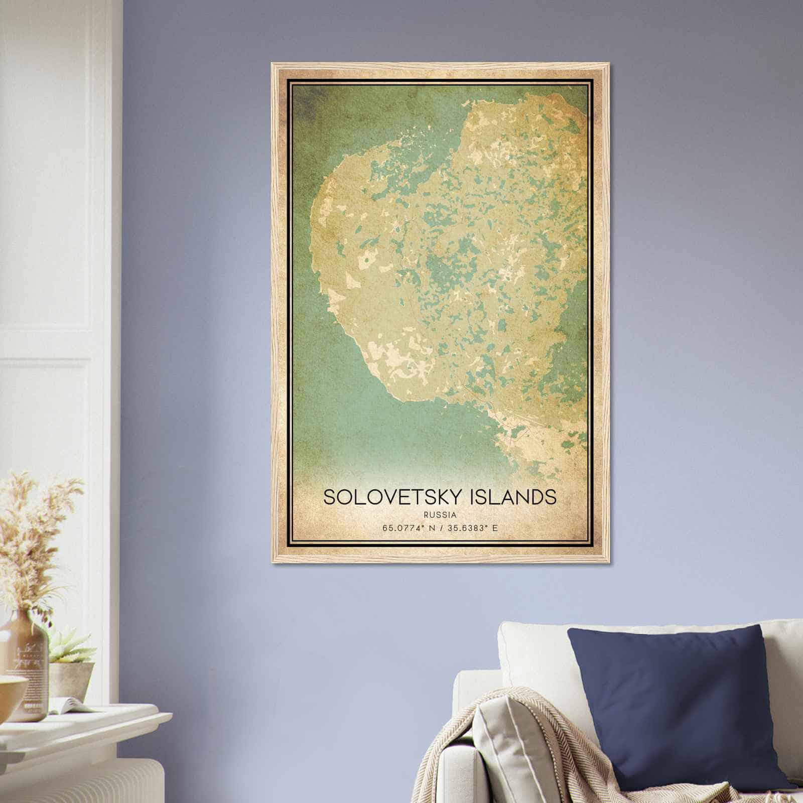 Vintage Solovetsky Islands Russia Map Poster, Solovetsky Islands City ...