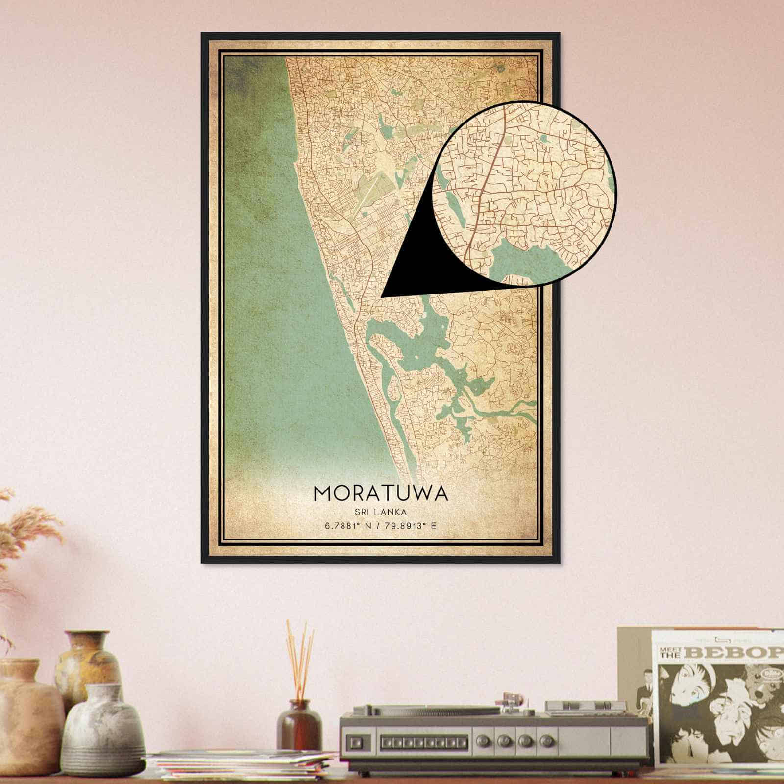 Vintage Moratuwa Sri Lanka Map Poster, Moratuwa City Road Wall Art ...