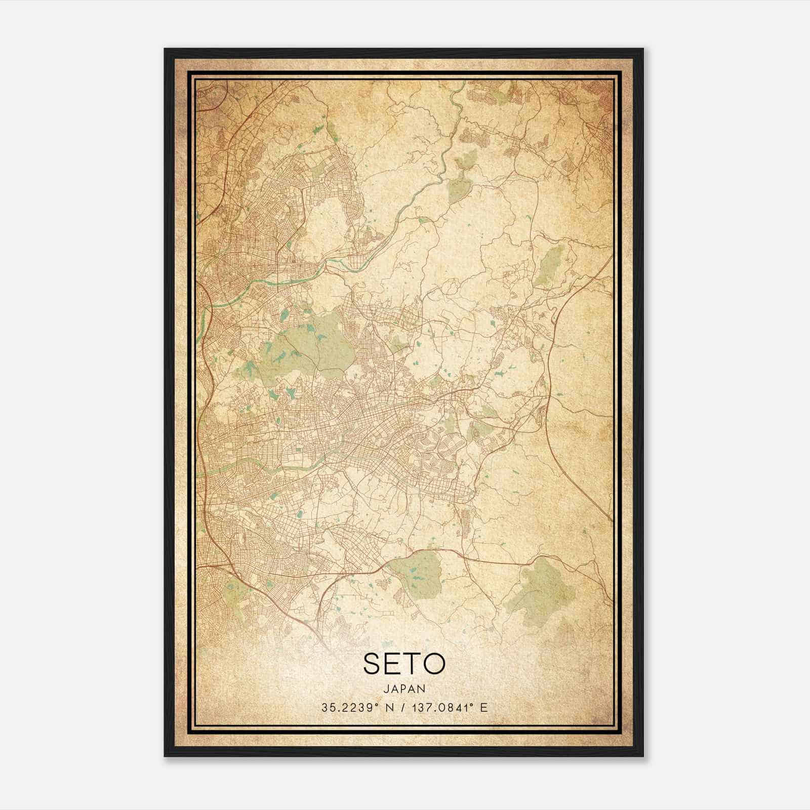 Vintage Seto Japan Map Poster, Seto City Road Wall Art Print - Custom Maps & Posters
