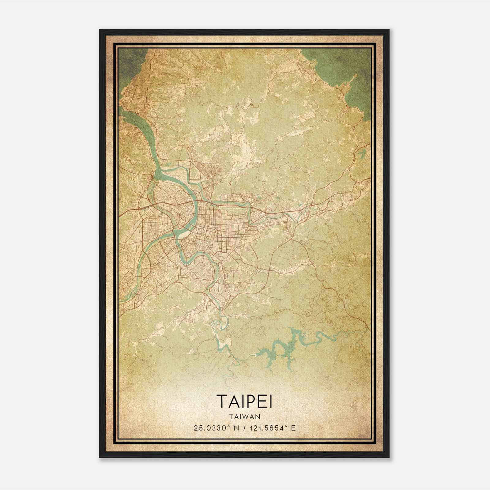 Vintage Taipei Taiwan Map Poster, Taipei City Road Wall Art Print ...