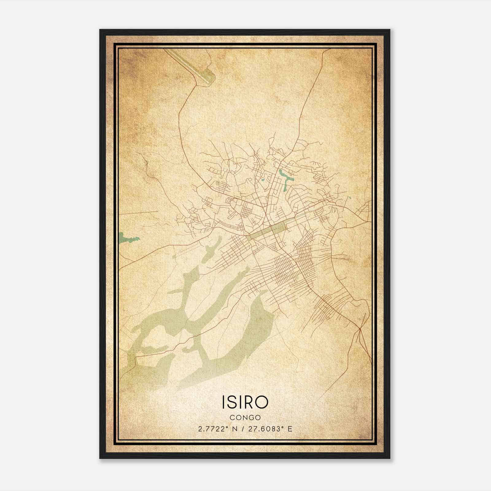 Vintage Isiro Congo Map Poster, Isiro City Road Wall Art Print - Custom ...