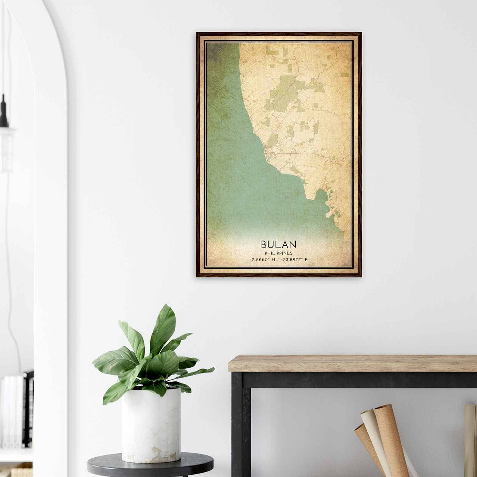 Vintage Bulan Philippines Map Poster, Bulan City Road Wall Art Print ...
