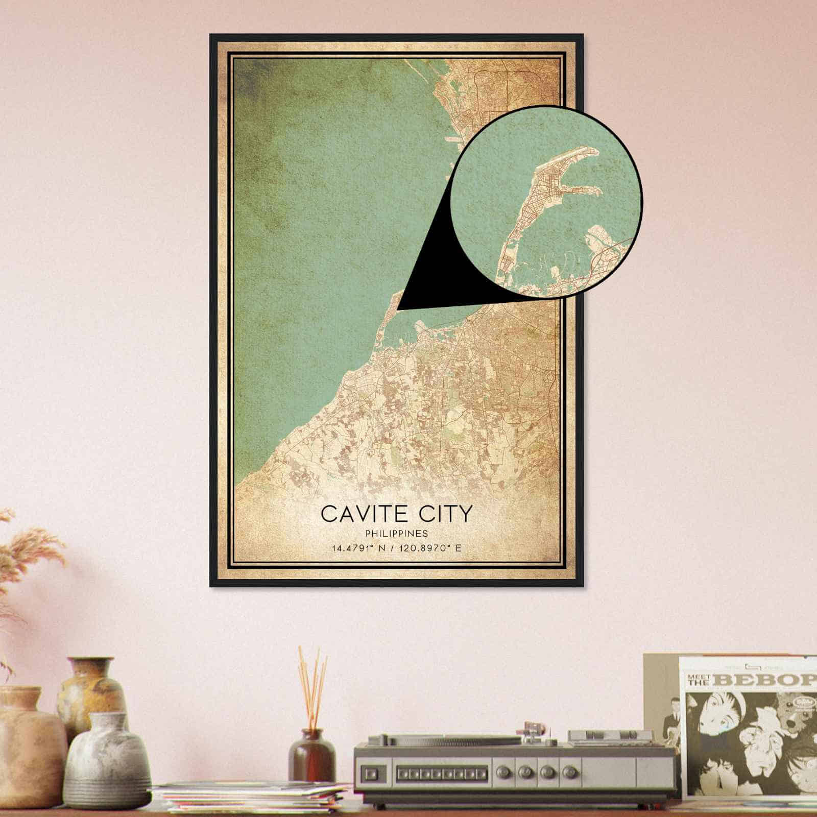 Vintage Cavite City Philippines Map Poster, Cavite City City Road Wall ...