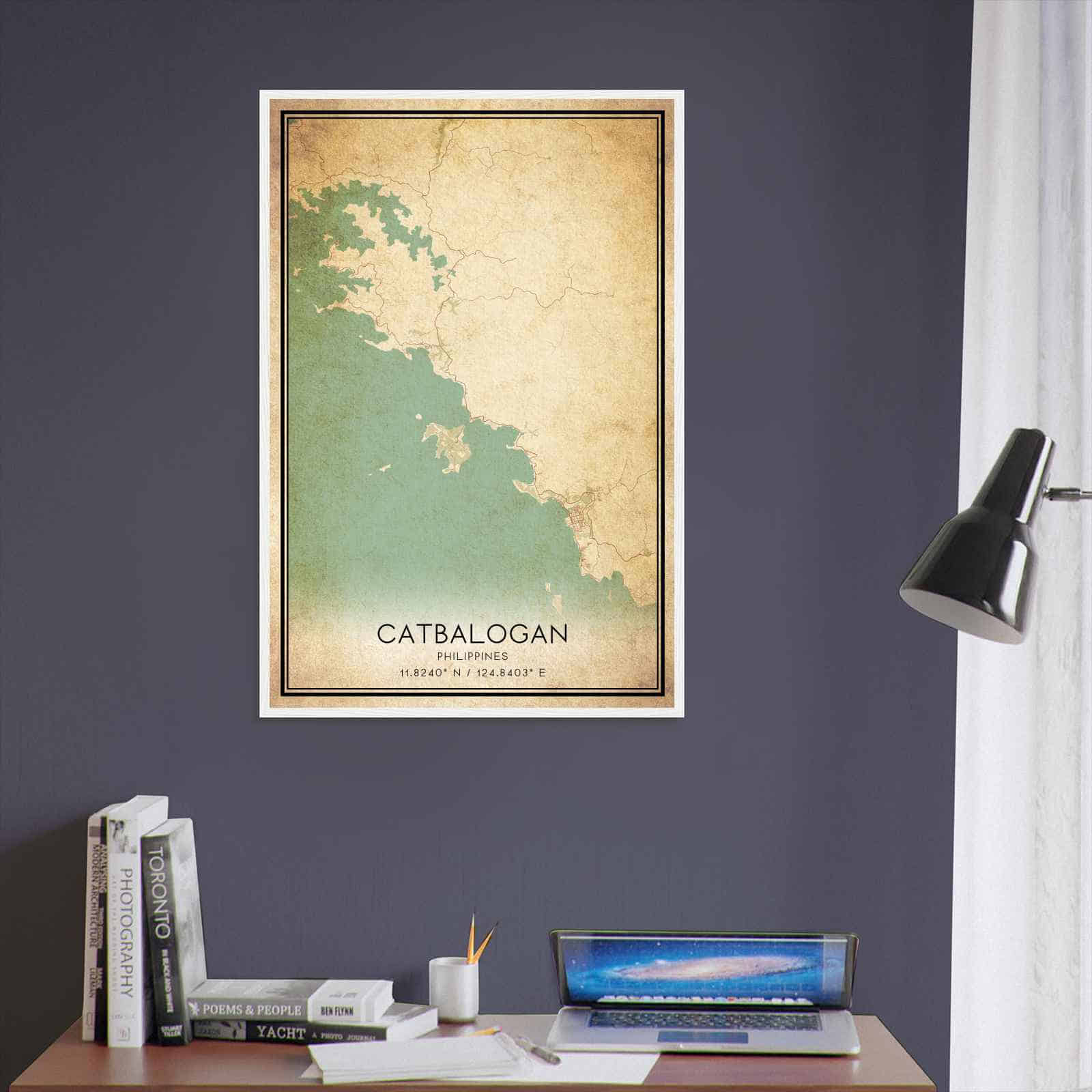 Vintage Catbalogan Philippines Map Poster, Catbalogan City Road Wall ...