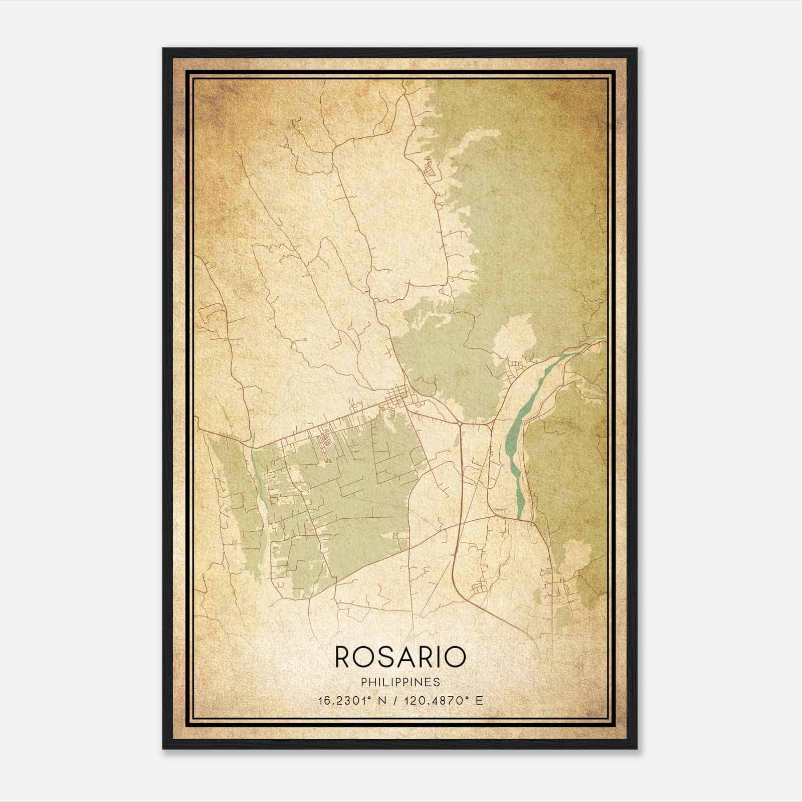Vintage Rosario Philippines Map Poster, Rosario City Road Wall Art ...