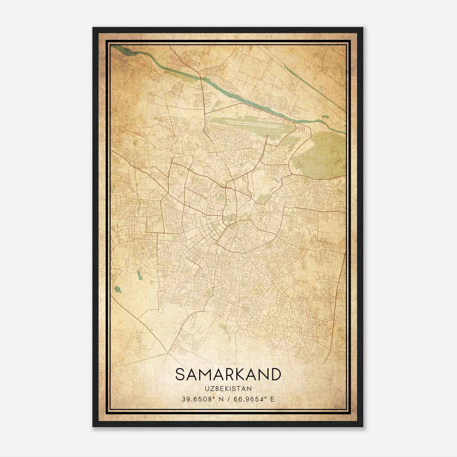 Vintage Samarkand Uzbekistan Map Poster, Samarkand City Road Wall Art ...