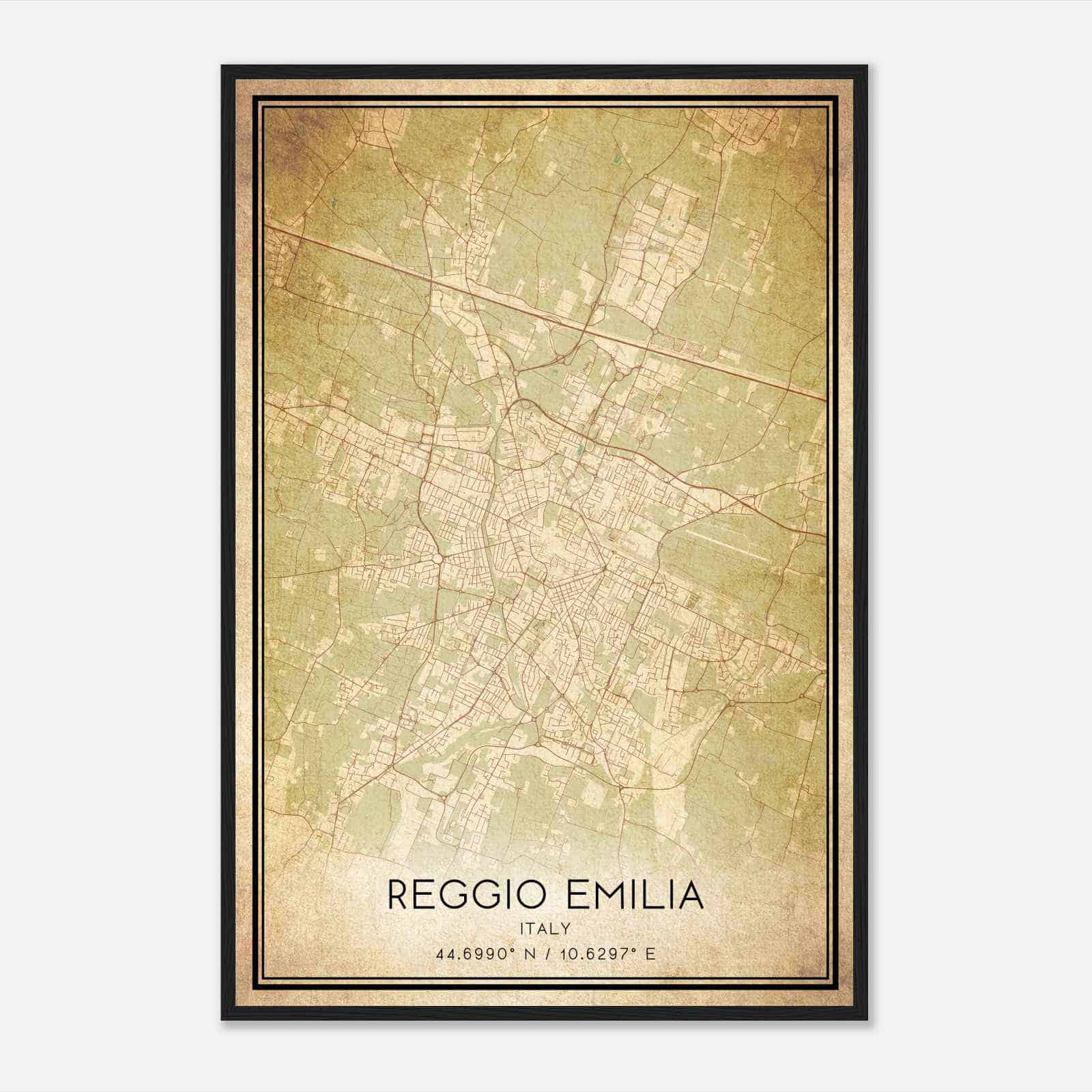 Vintage Reggio Emilia Italy Map Poster, Reggio Emilia City Road Wall ...