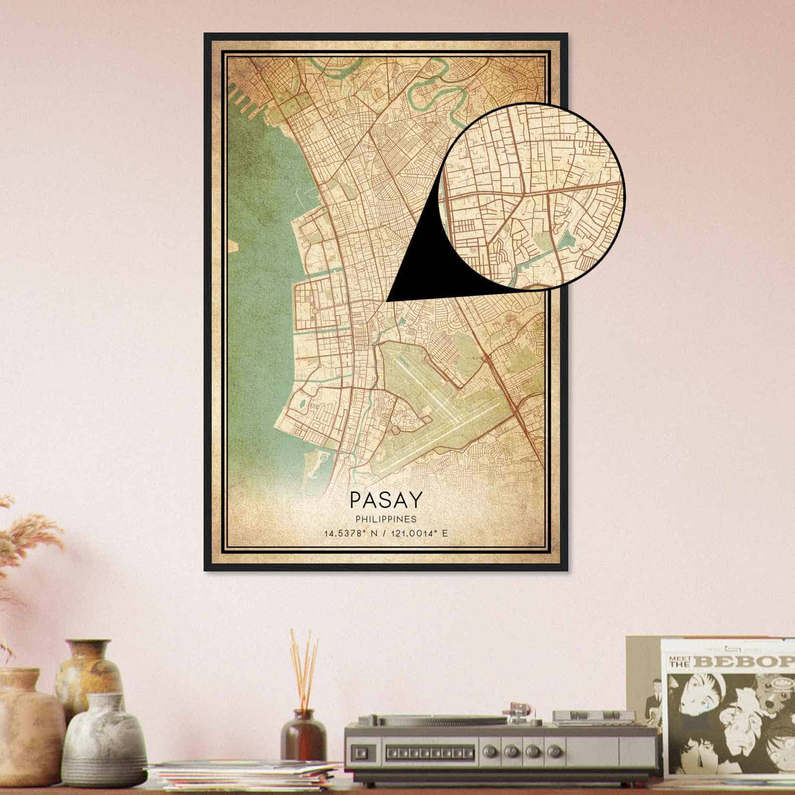 Vintage Pasay Philippines Map Poster, Pasay City Road Wall Art Print - Custom Maps & Posters