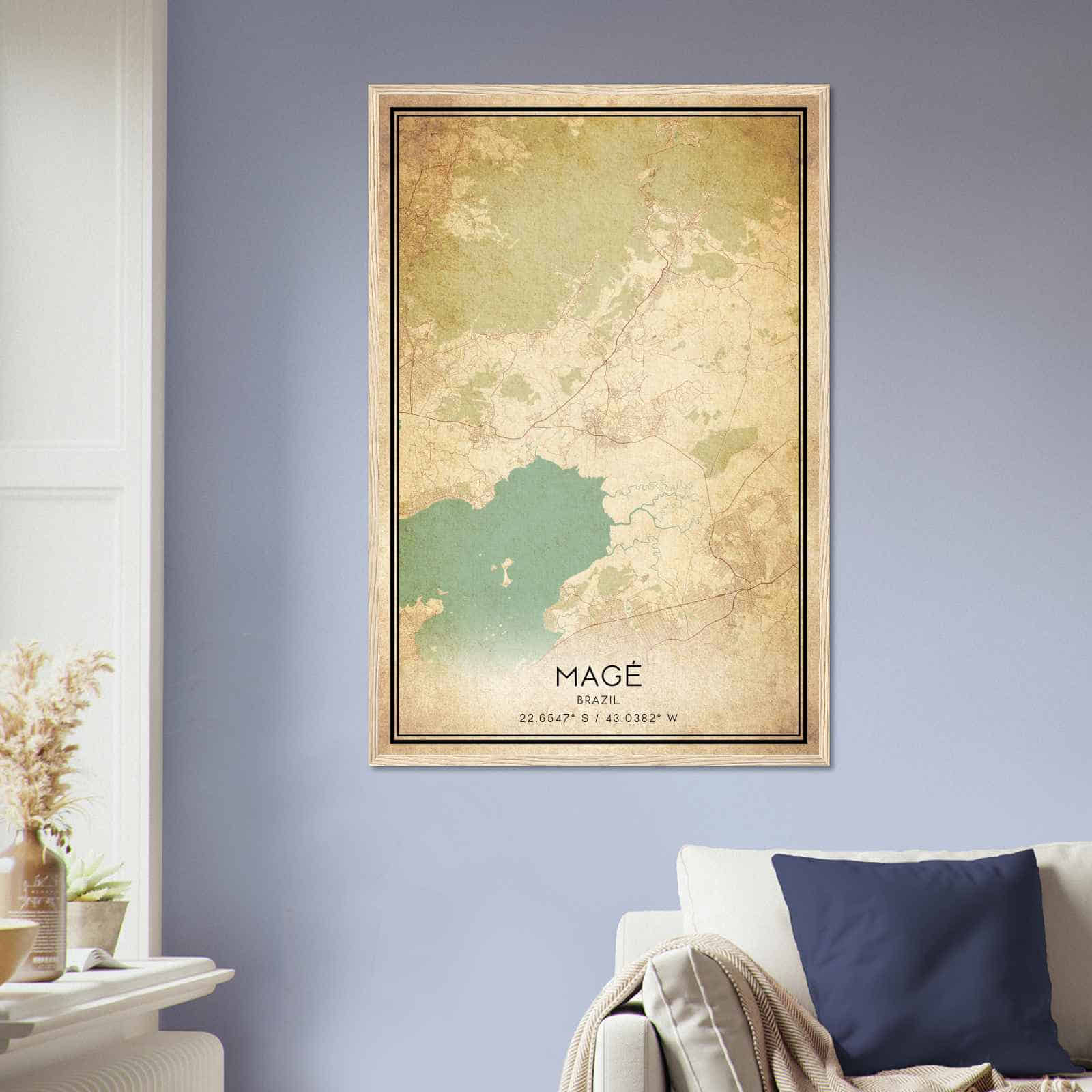 Vintage Mage Brazil Map Poster, Mage City Road Wall Art Print - Custom ...