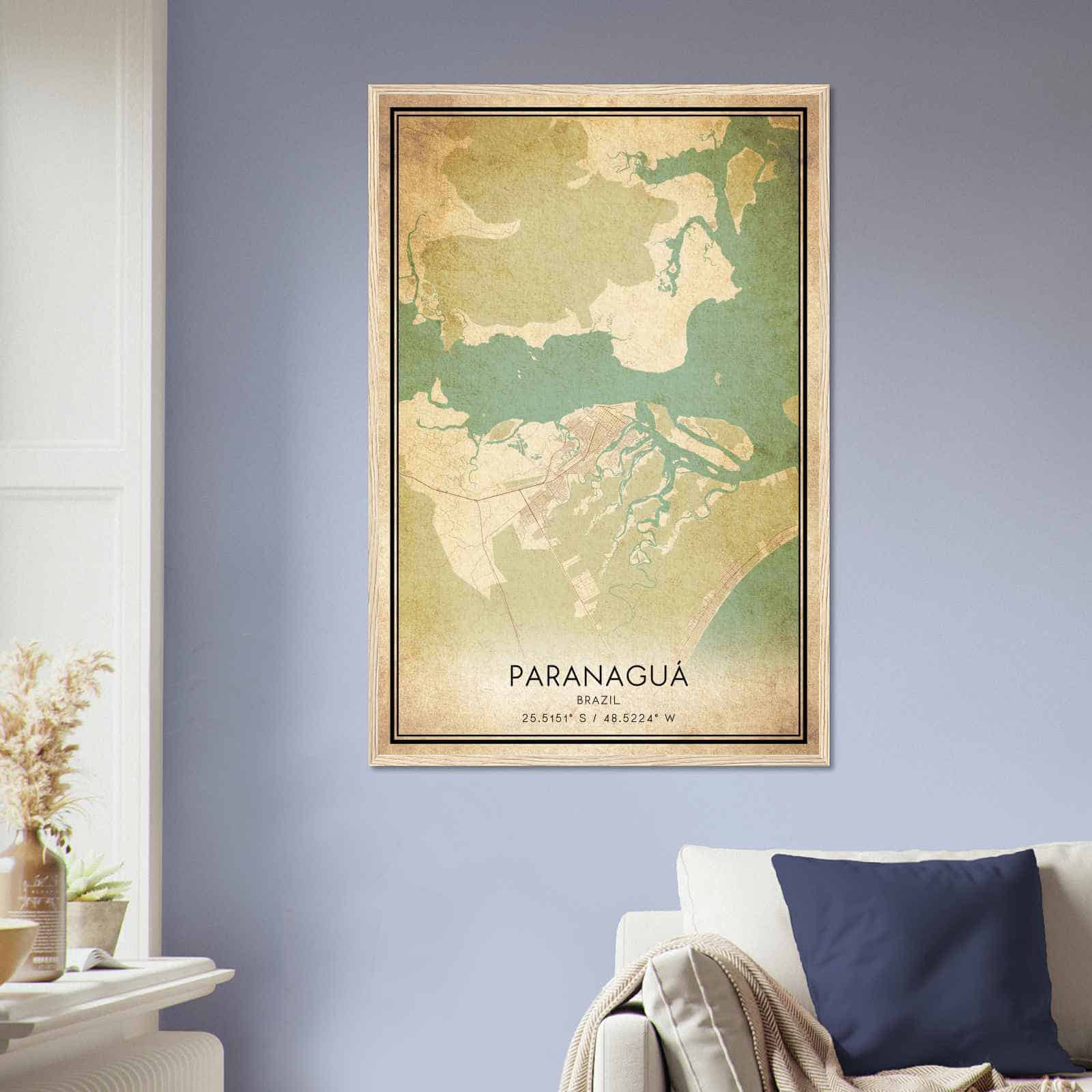 Vintage Paranagua Brazil Map Poster, Paranagua City Road Wall Art Print ...