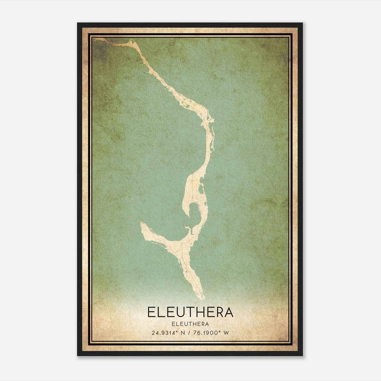 Vintage Eleuthera Eleuthera Map Poster, Eleuthera City Road Wall Art ...