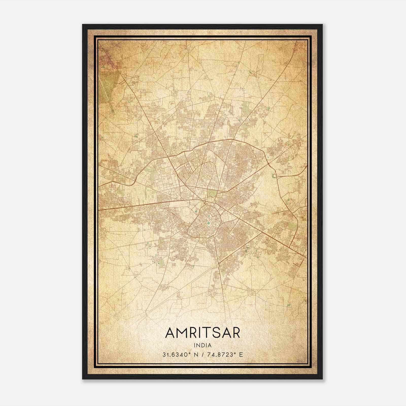 Vintage Amritsar India Map Poster, Amritsar City Road Wall Art Print ... Vintage Amritsar India Map Poster, Amritsar City Road Wall Art Print ...