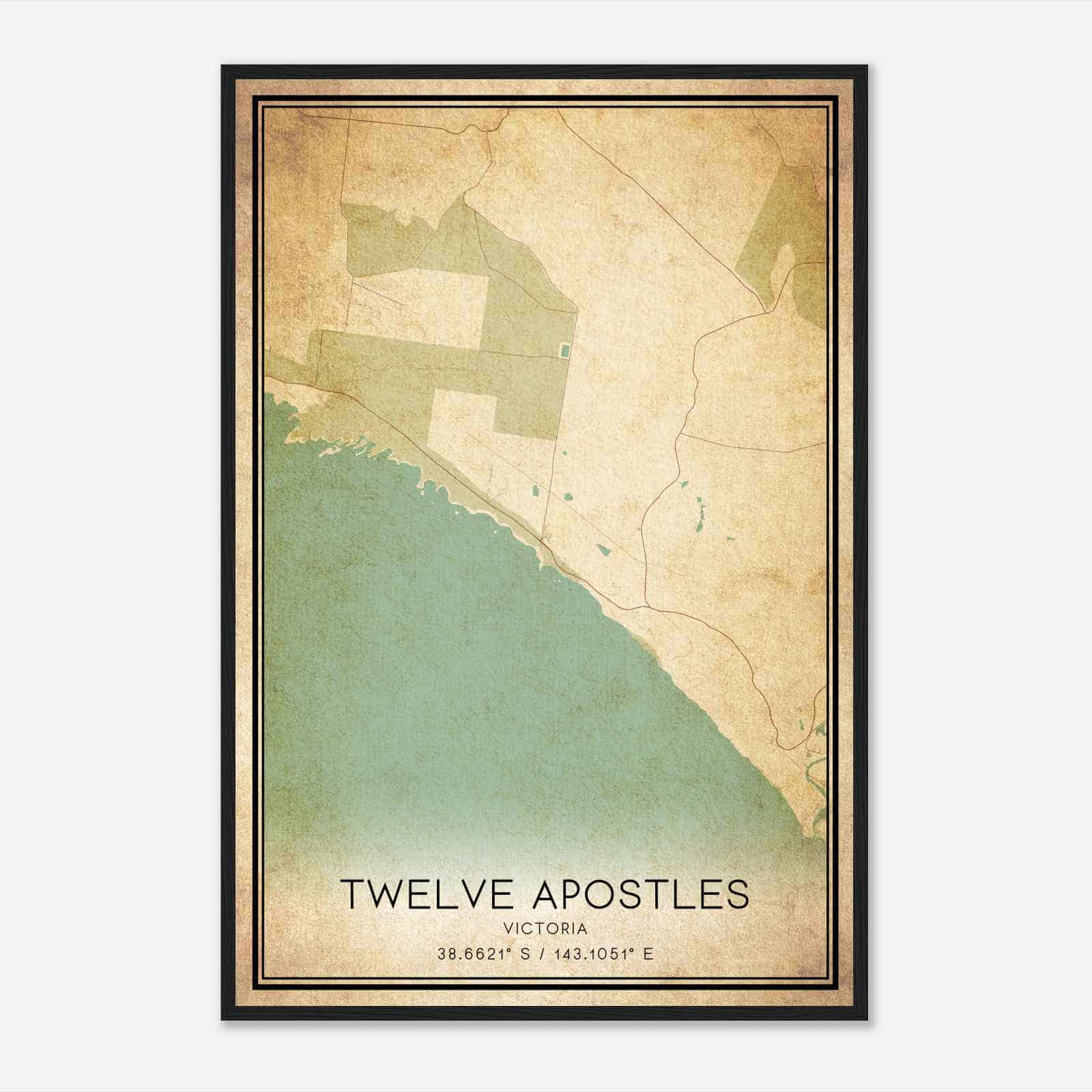 Vintage Twelve Apostles Victoria Map Poster, Twelve Apostles City Road ...