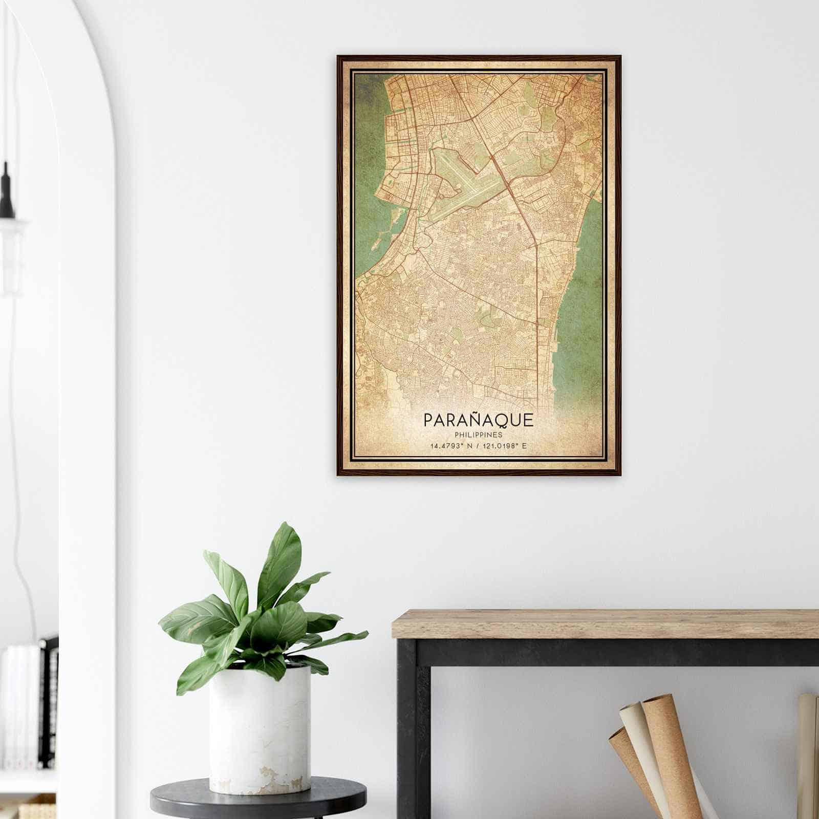 Vintage Paranaque Philippines Map Poster, Paranaque City Road Wall Art ...