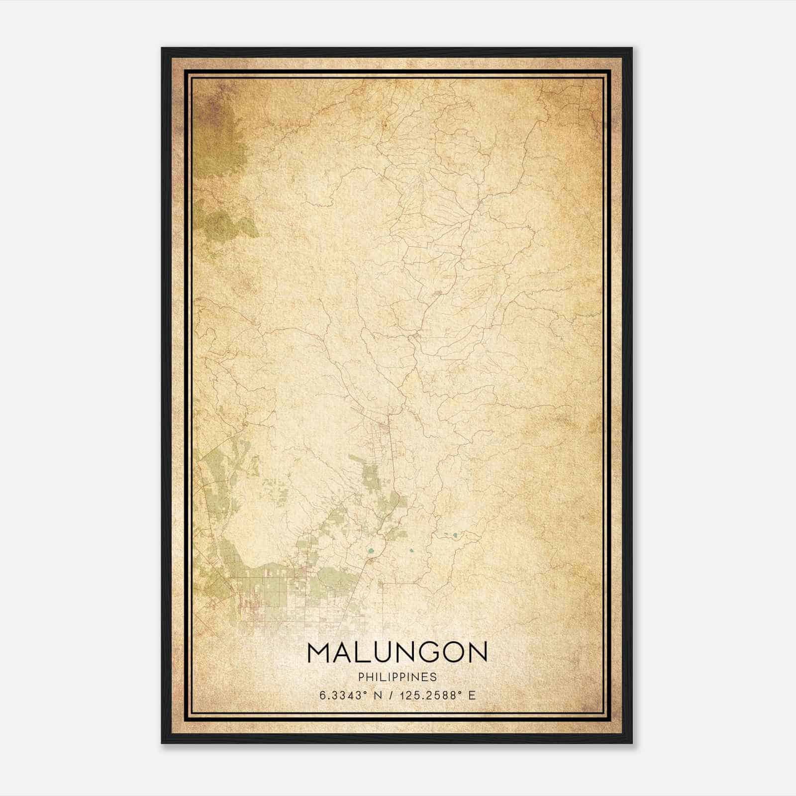 Vintage Malungon Philippines Map Poster, Malungon City Road Wall Art ...