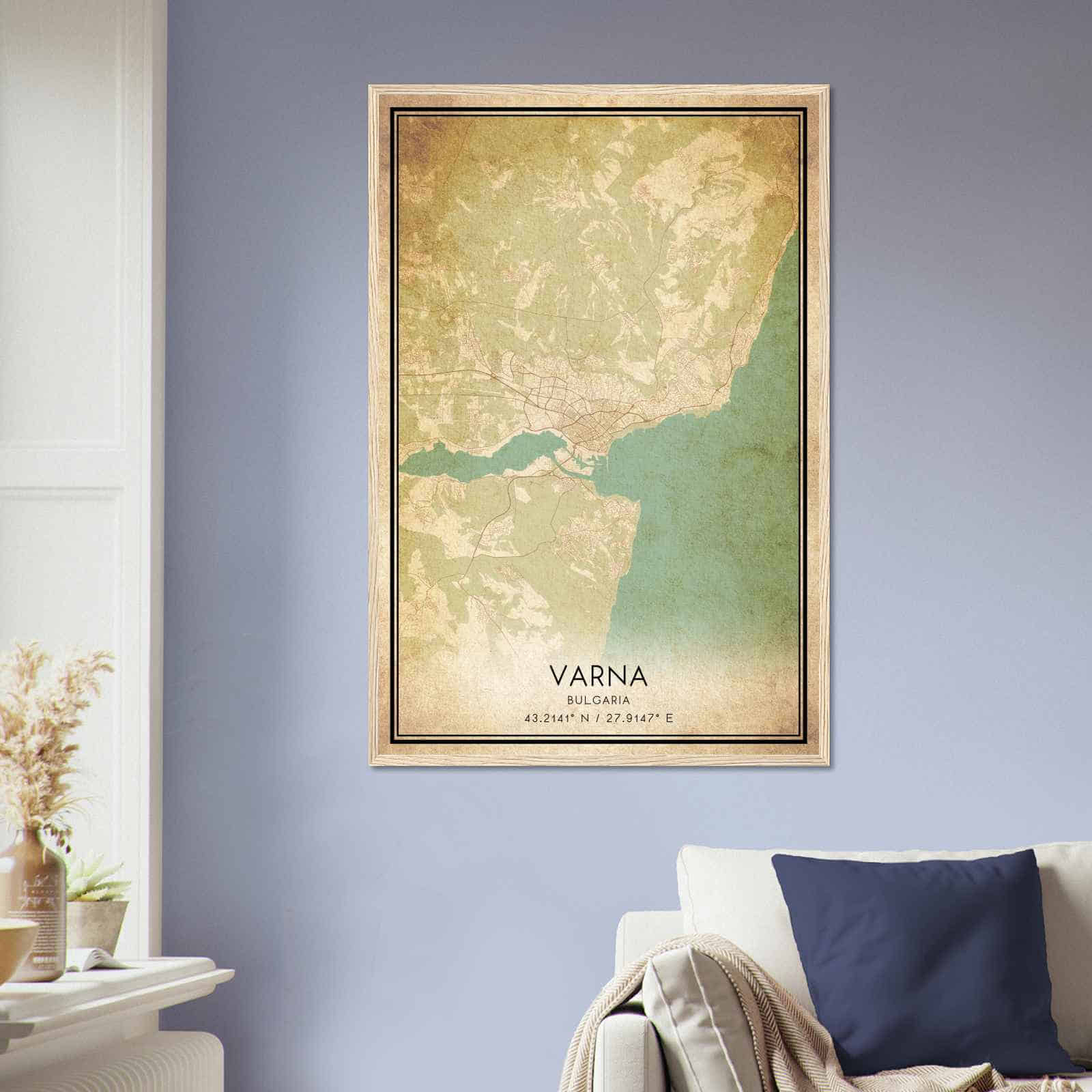 Vintage Varna Bulgaria Map Poster, Varna City Road Wall Art Print ...