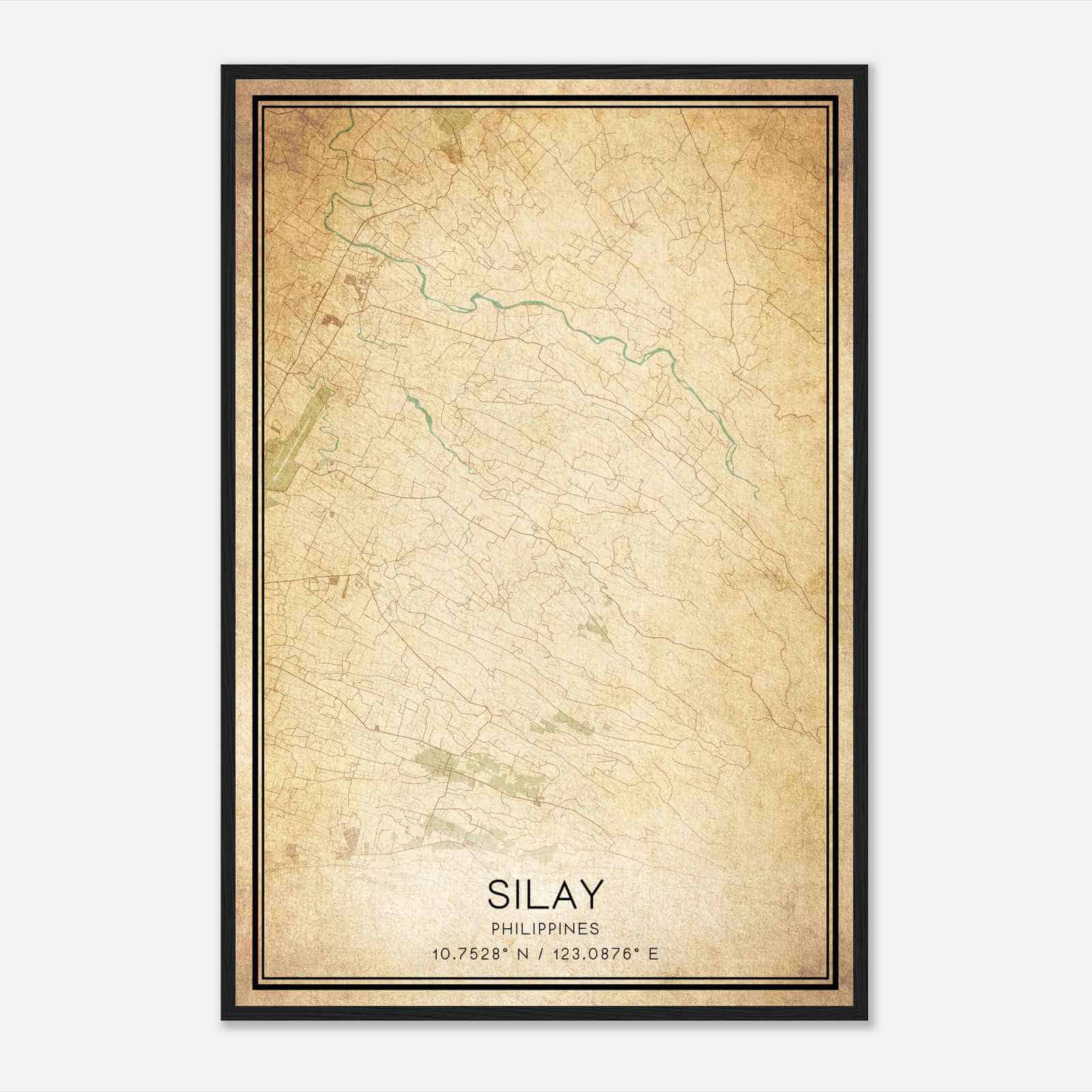 Vintage Silay Philippines Map Poster, Silay City Road Wall Art Print ...