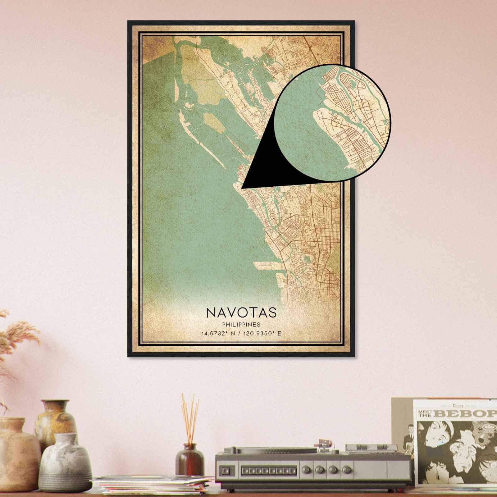 Vintage Navotas Philippines Map Poster, Navotas City Road Wall Art ...