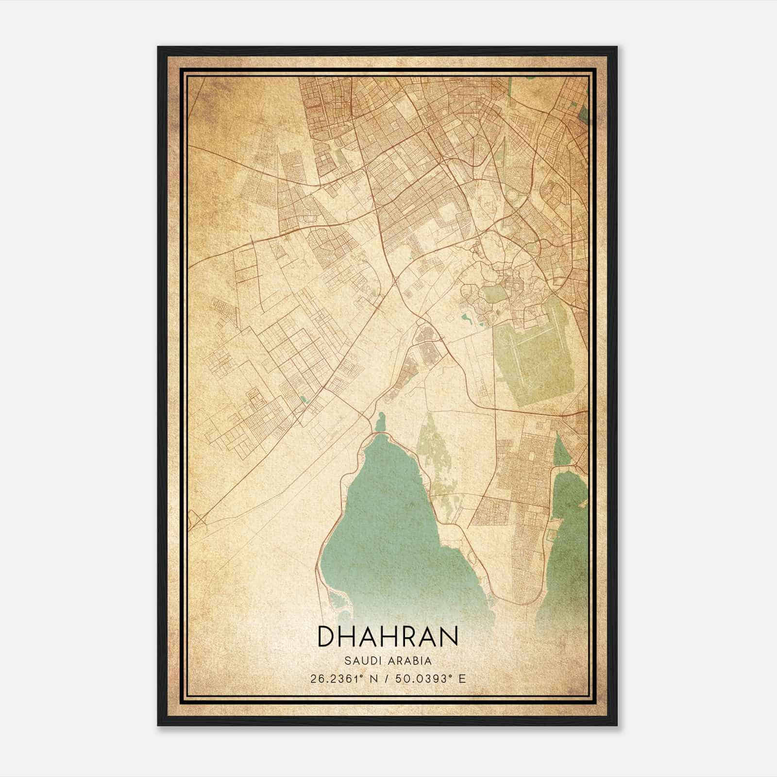 Vintage Dhahran Saudi Arabia Map Poster, Dhahran City Road Wall Art ...