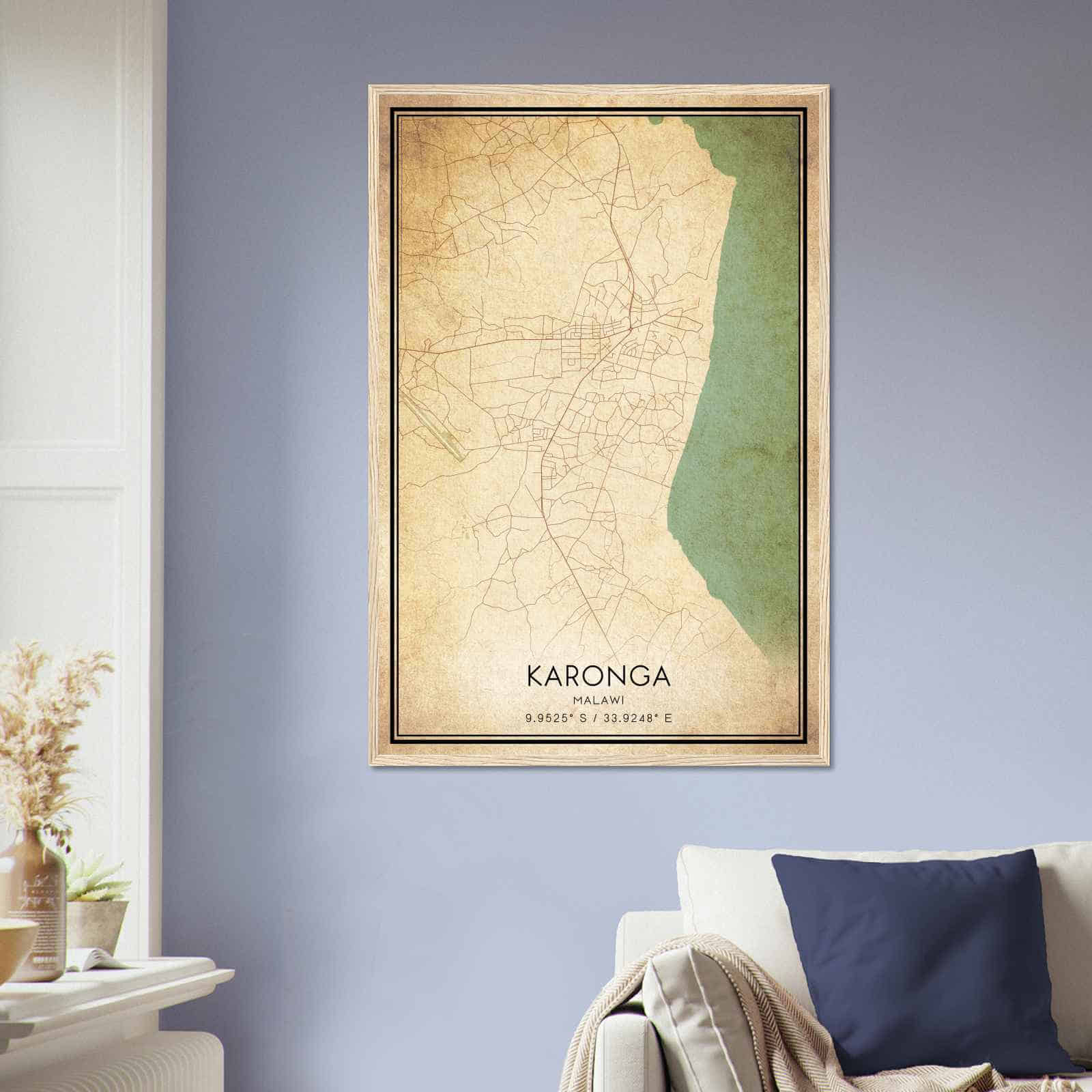 Vintage Karonga Malawi Map Poster, Karonga City Road Wall Art Print ...