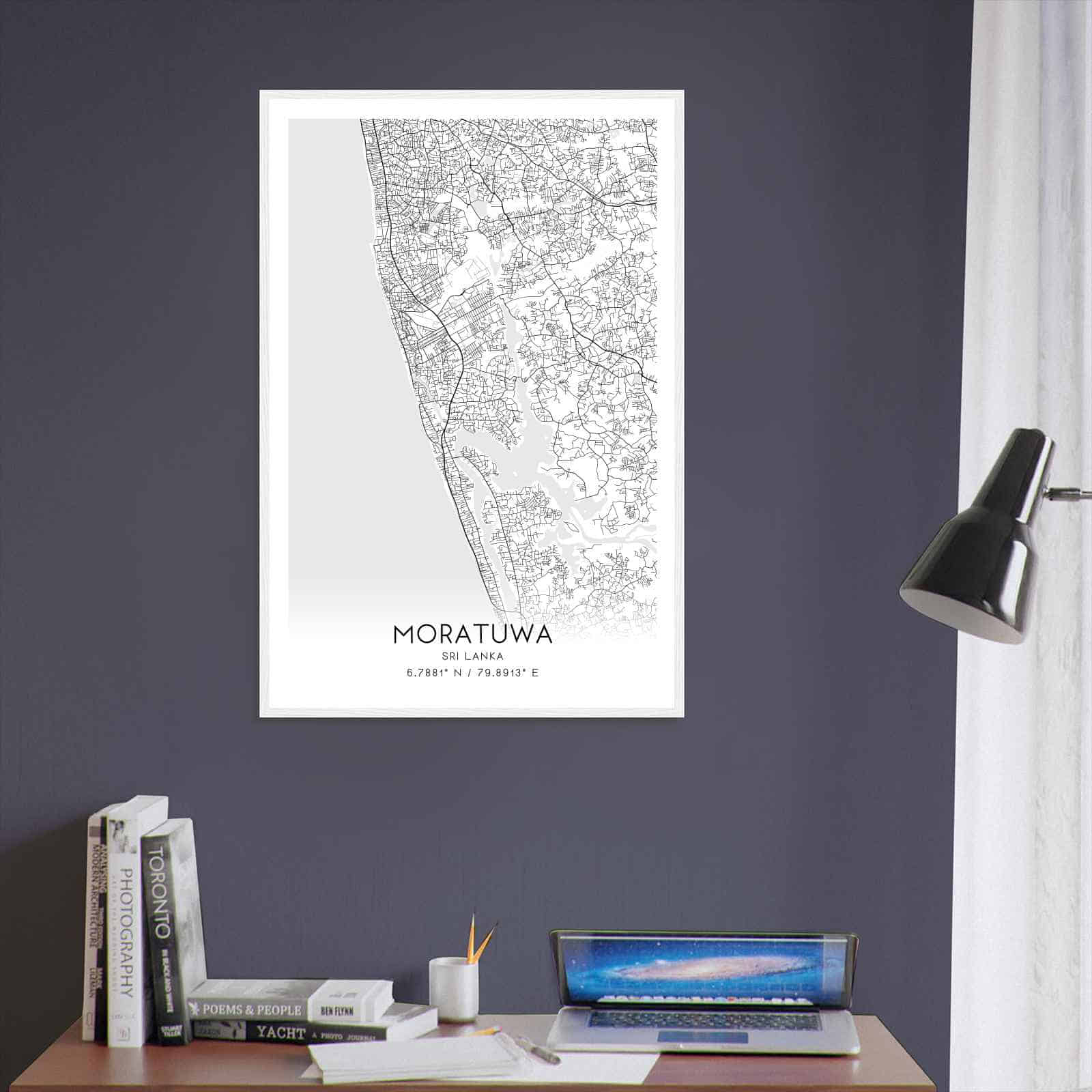 Moratuwa Sri Lanka Map Poster, Moratuwa City Road Wall Art Print ...